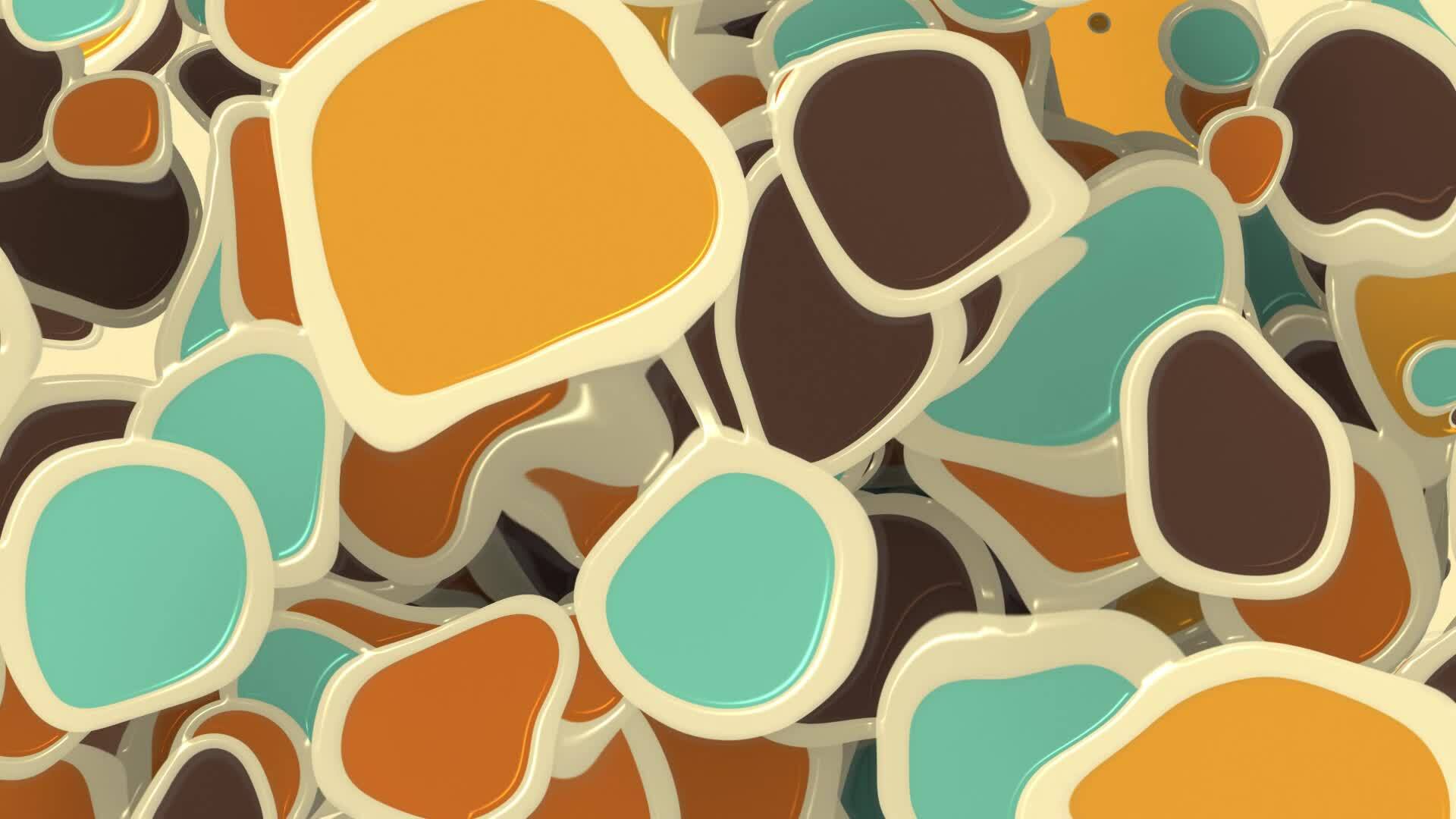 Trendy Retro 1970s Style Background With Groovy Psychedelic Morphing Liquid Organic Shapes In