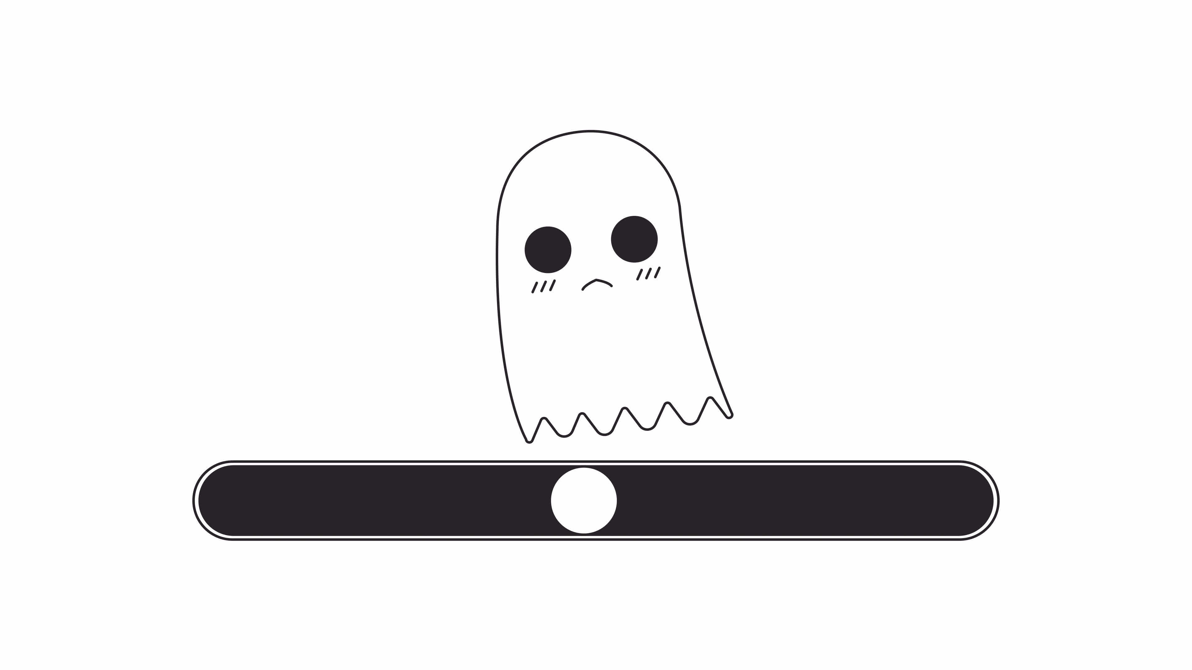 Flying Ghost Cute Bw Loading Bar Animation Volume Slider Moving Side To Side Ghost Outline 2d