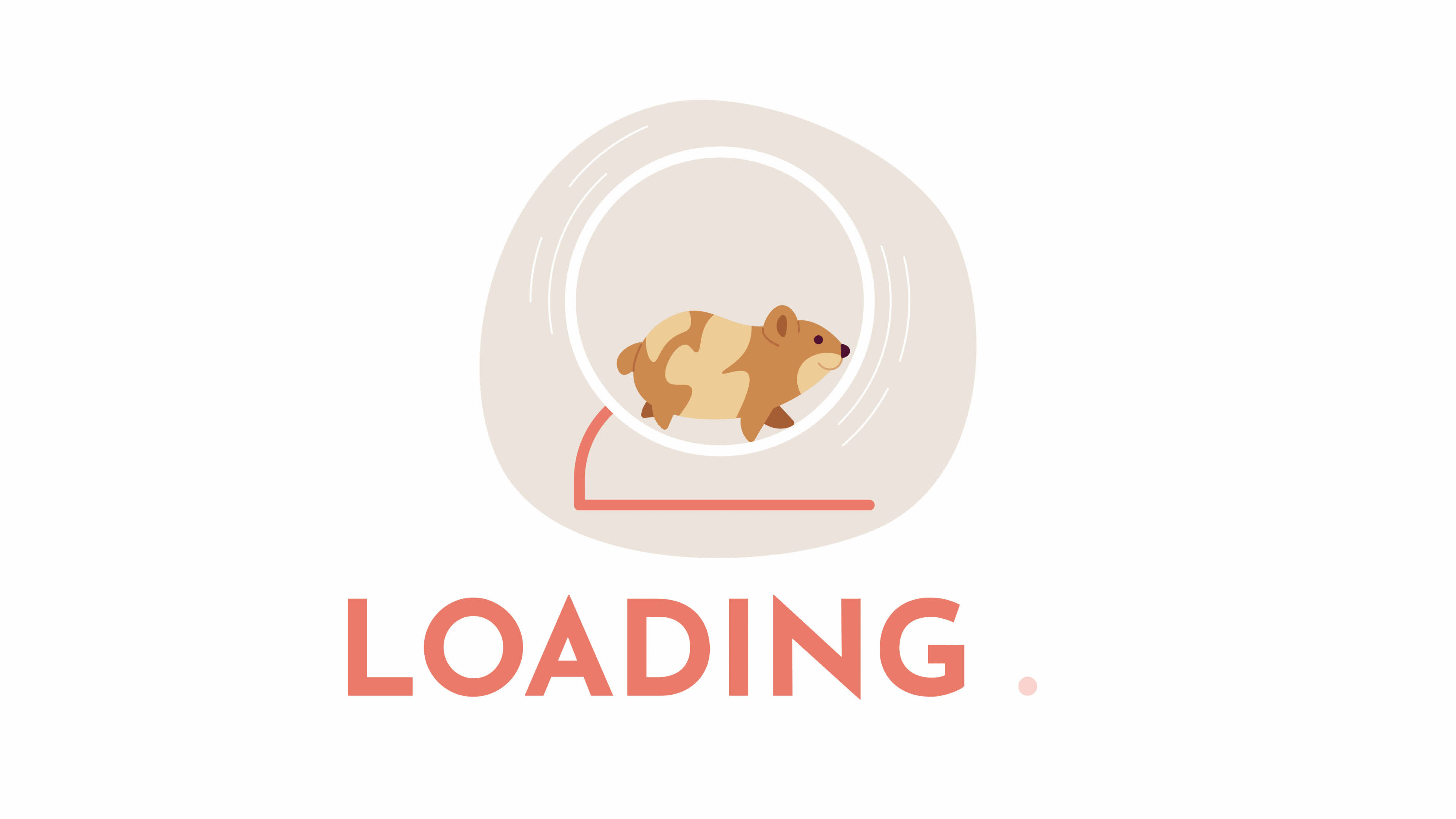 Hamster running on wheel 2D loading animation. Playful small pet exercising animated cartoon ...