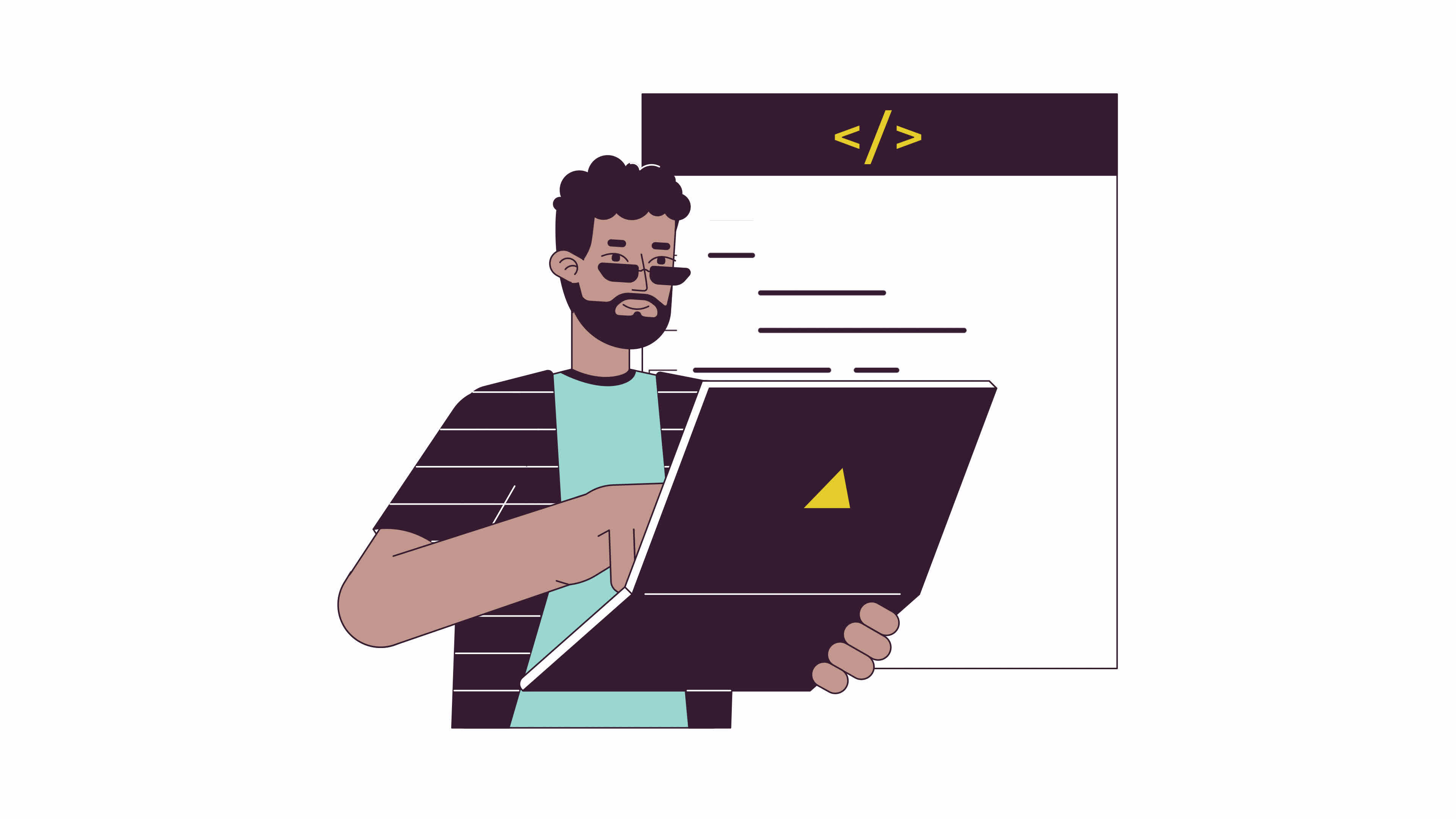 It developer coding on laptop line 2D animation. Software engineering ... It developer coding on laptop line 2D animation. Software engineering ...