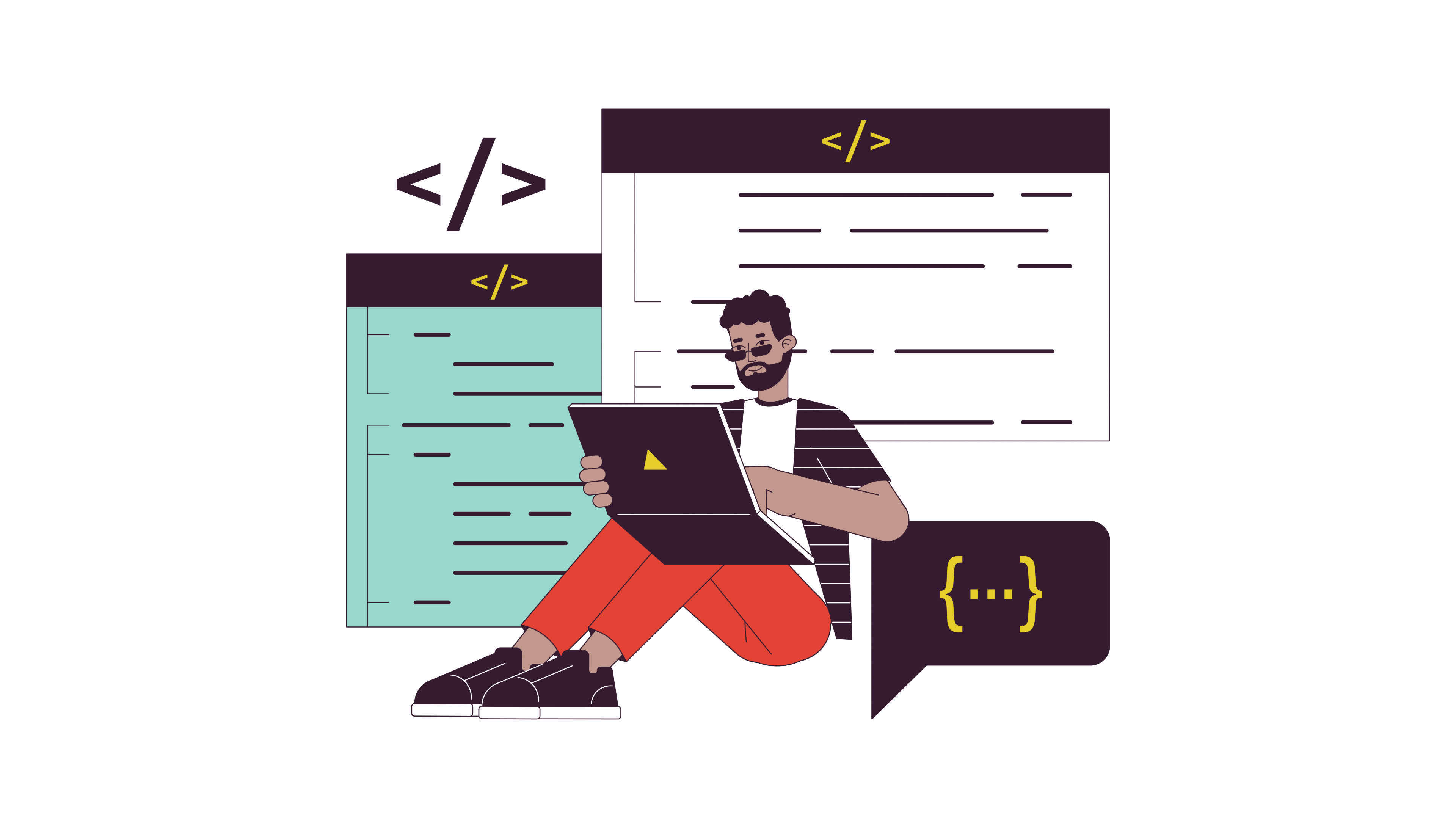 Back end development line 2D animation. Software programmer 4K video ... Back end development line 2D animation. Software programmer 4K video ...