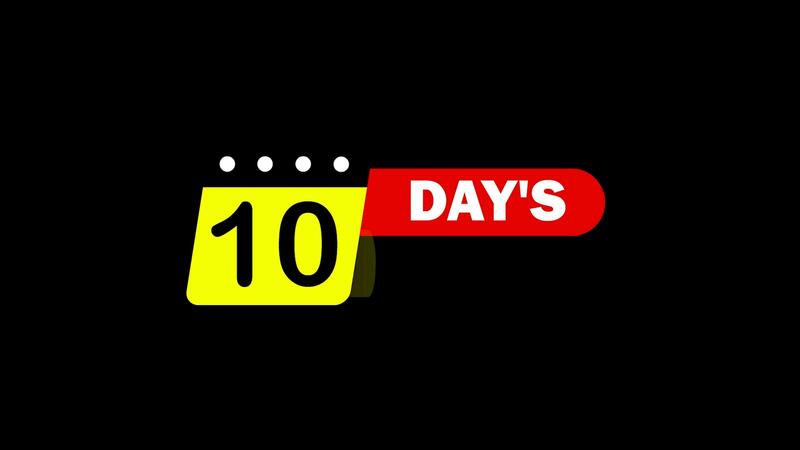 10 days to go on black screen background 26497156 Stock Video at Vecteezy