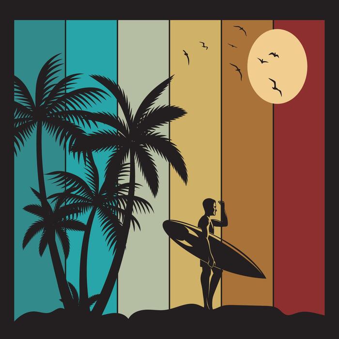 Vintage Beach Scene Vector Art, Icons, and Graphics for Free Download