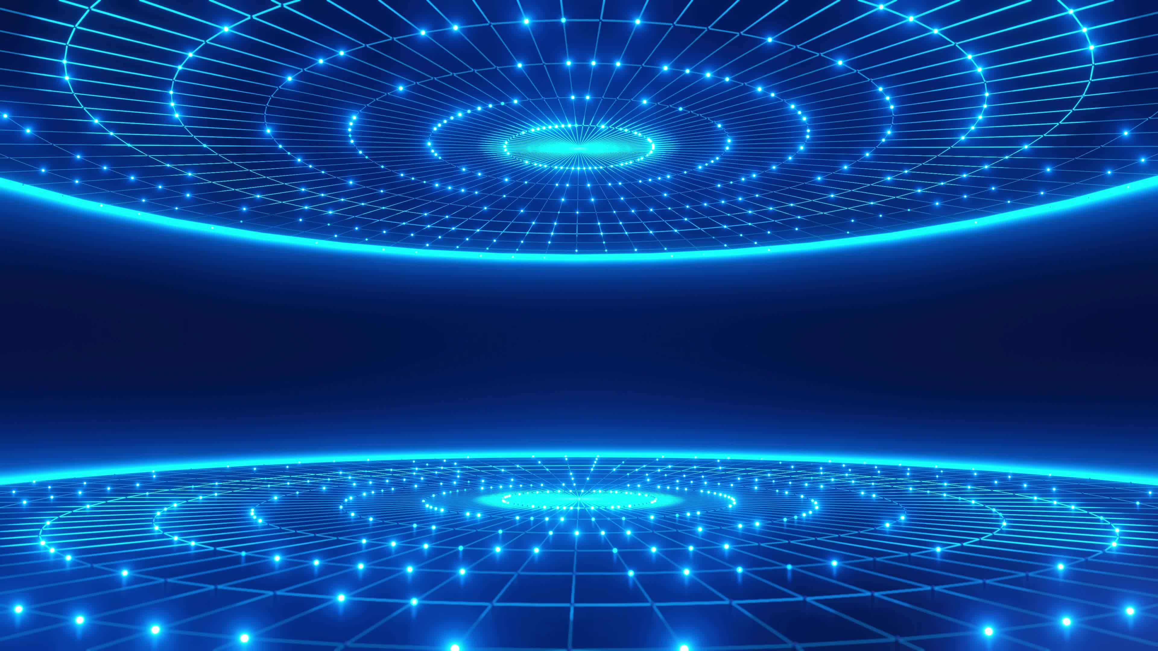 Technology Blue Circle With Connecting Dots And Lines Digital Abstract Network Structure 3d