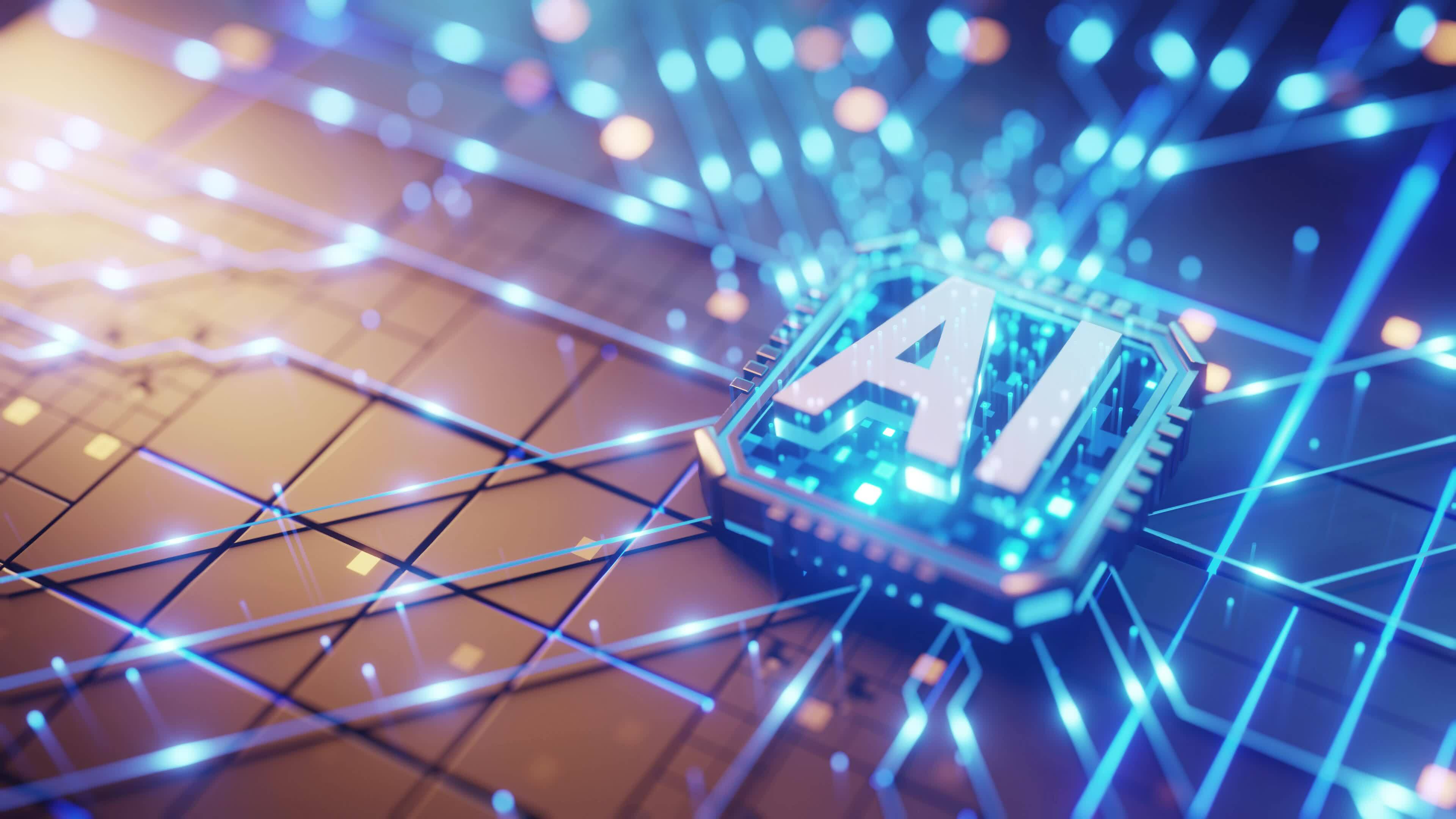 Artificial intelligence. text ai, circuit board and neuron hand drawn ...