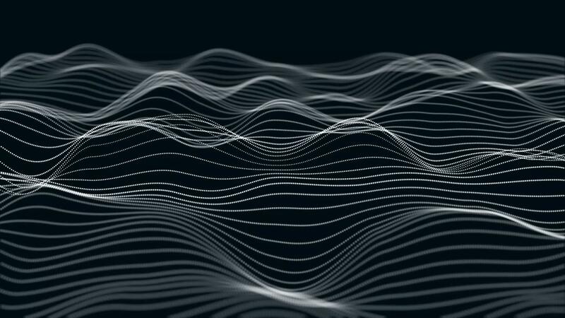 Abstract dynamic particle wave of lines. Futuristic glowing particle lines digital background ...