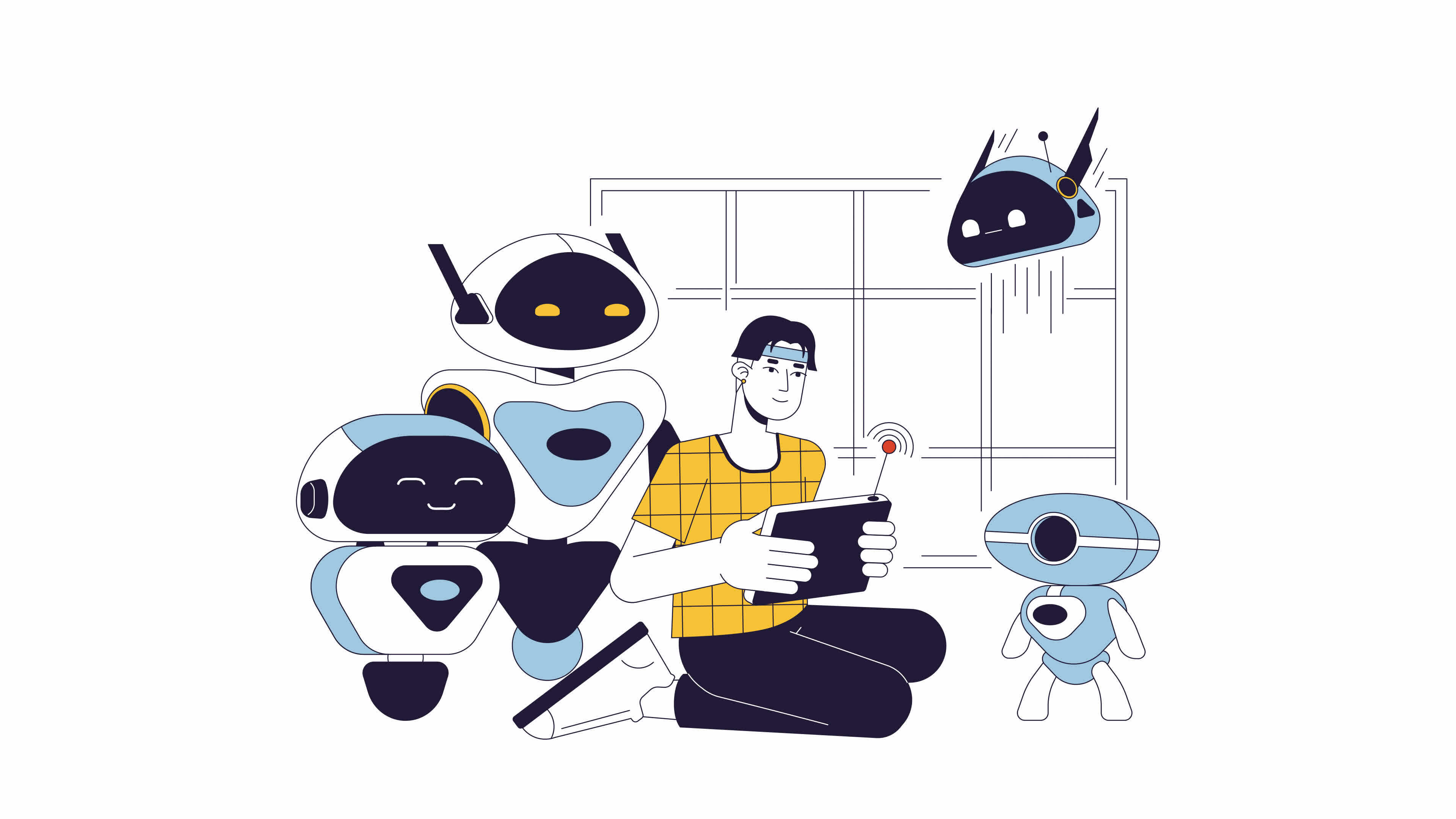 STEM robotics line 2D animation. Science technology engineering 4K ...