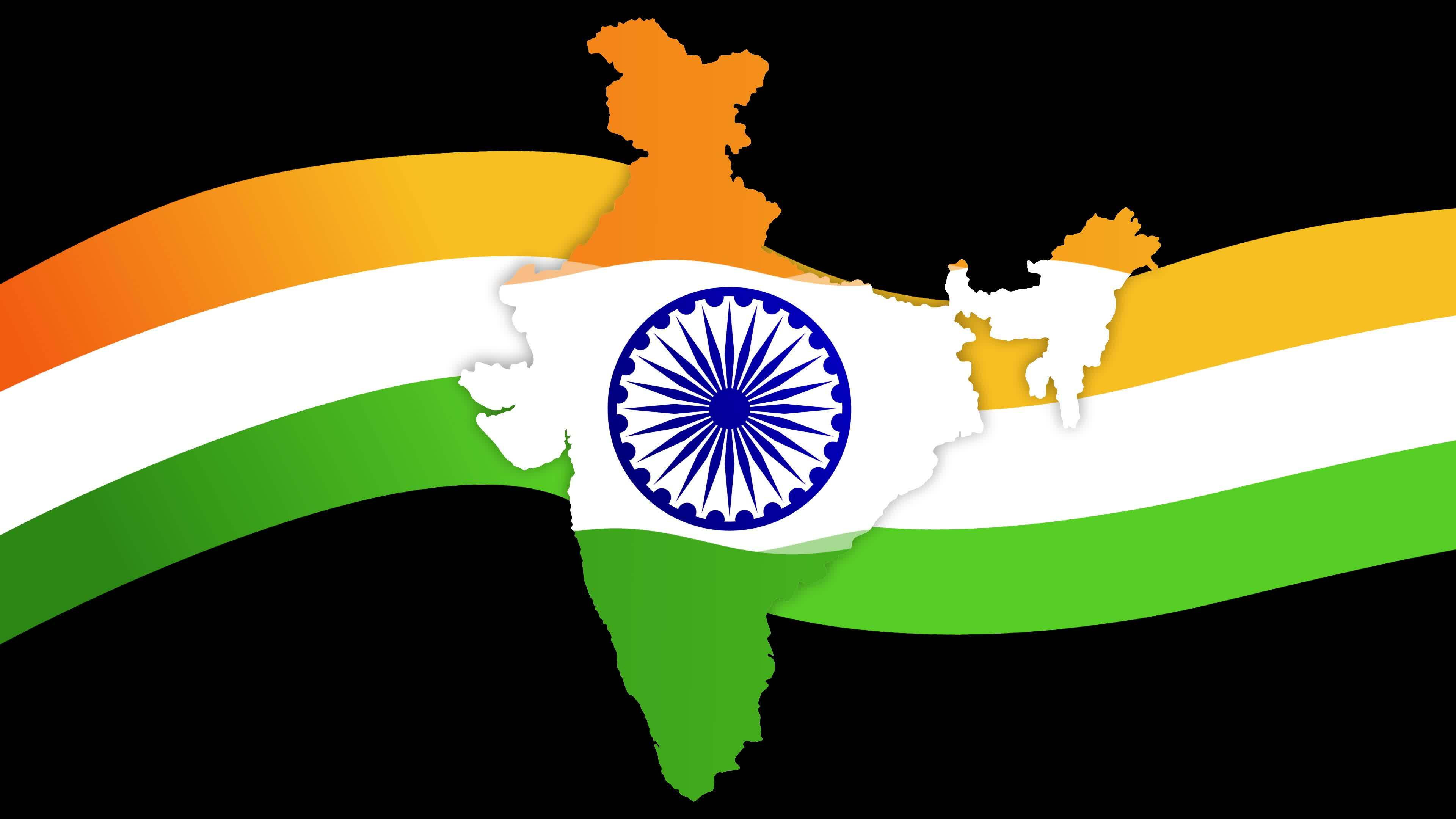 India Flag with modren india flag colors with elements on black ... India Flag with modren india flag colors with elements on black ...