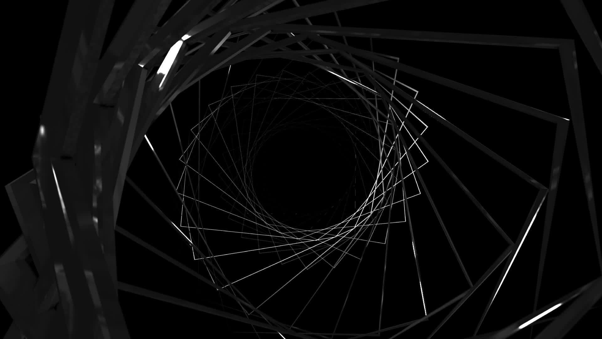 Dark abstract shiny metallic spiral background animation. This mechanical spiraling motion ...