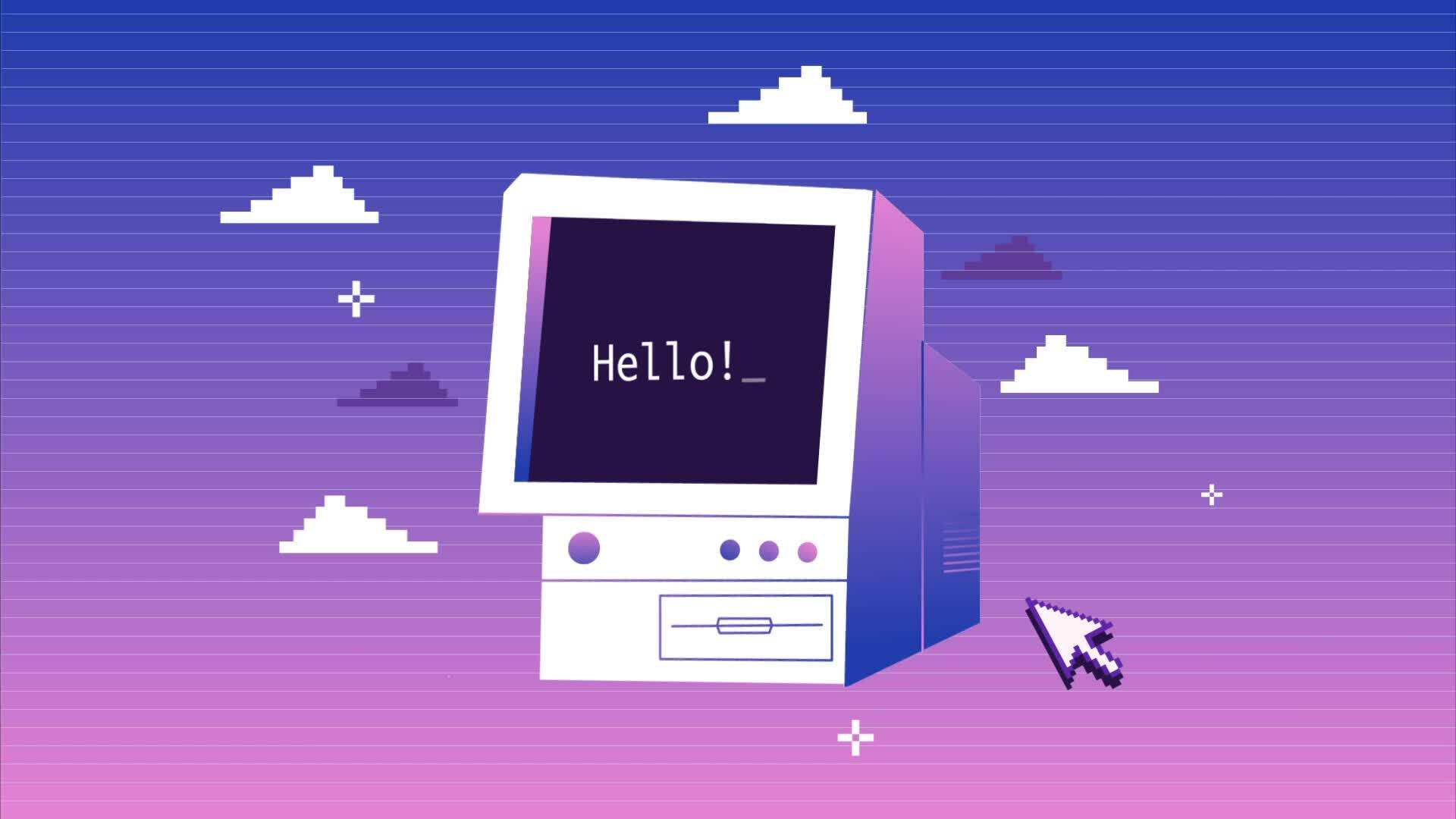 Hello computer Lo Fi Lofi Retro Animation 26770589 Stock Video at Vecteezy
