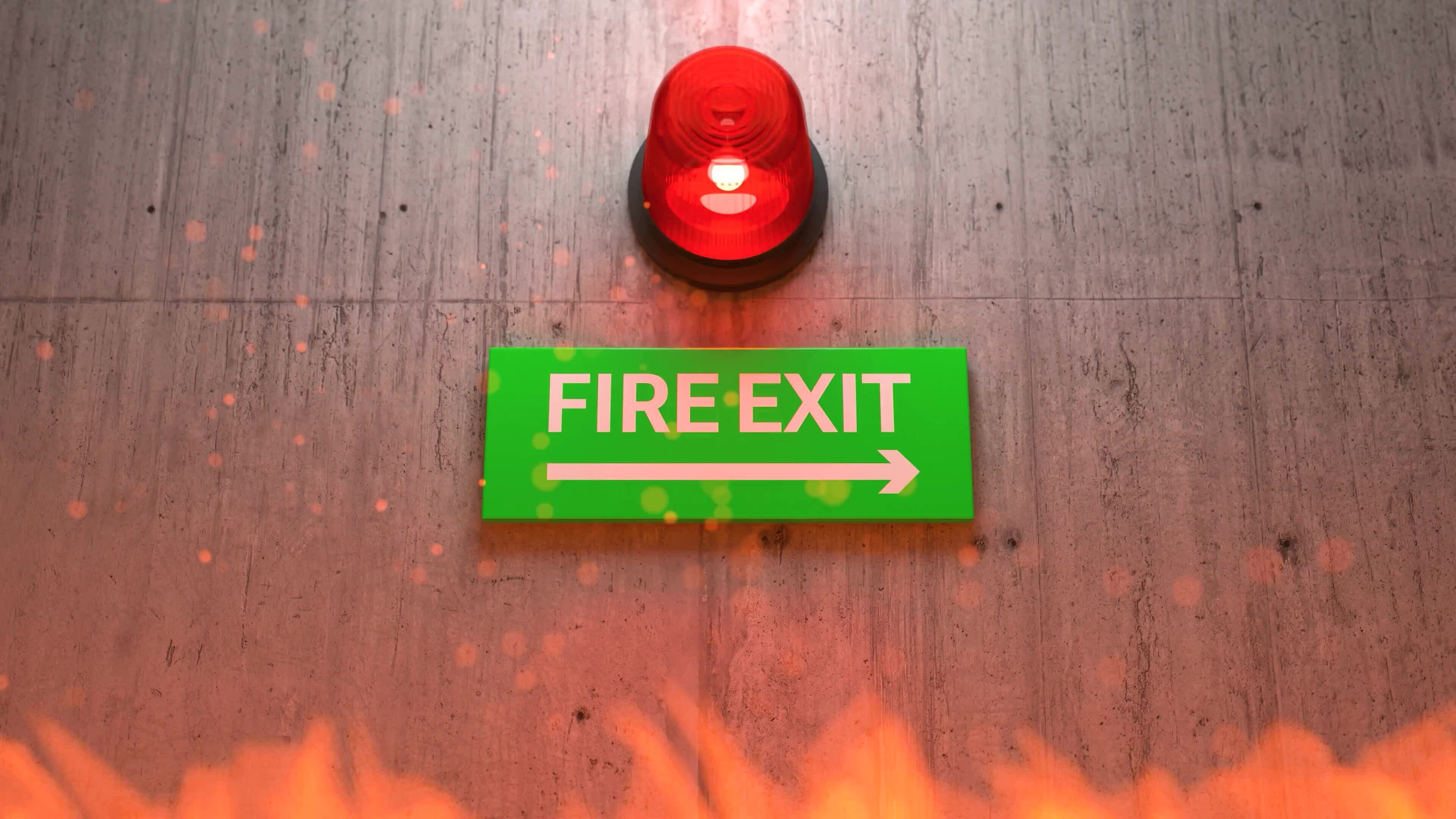 Emergency exit sign with siren light, Direction to the emergency exit ...