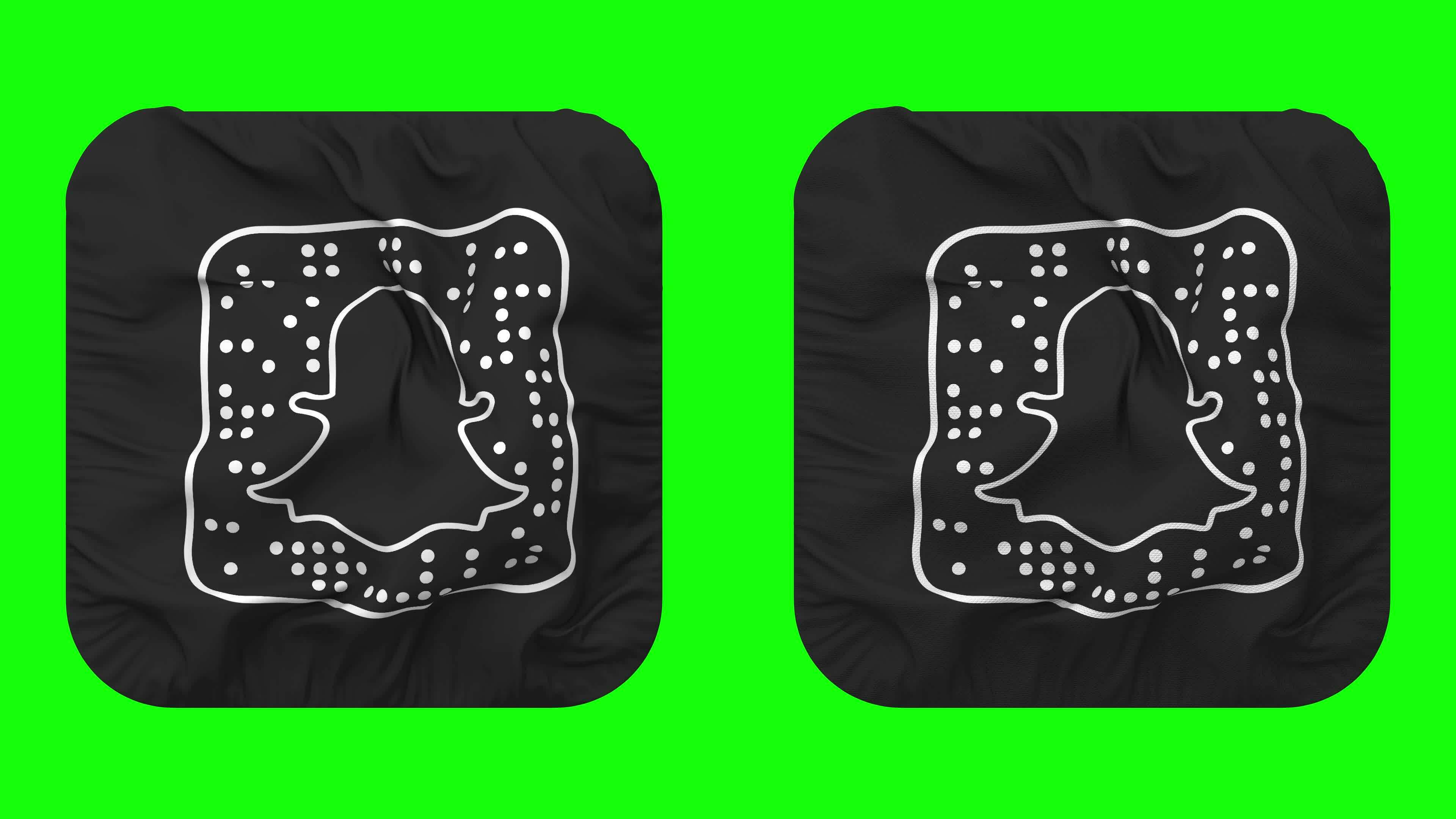 Snapchat Flag Icon In Squire Shape Isolated With Plain And Bump Texture