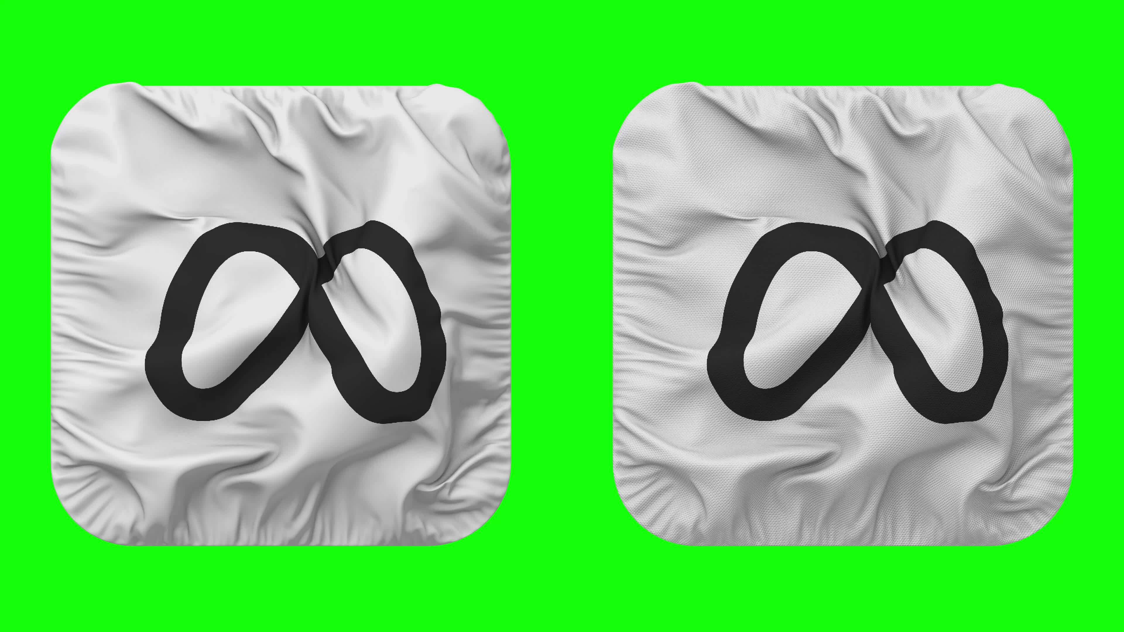 Meta Flag Icon in Squire Shape Isolated with Plain and Bump Texture, 3D Rendering, Green Screen ...