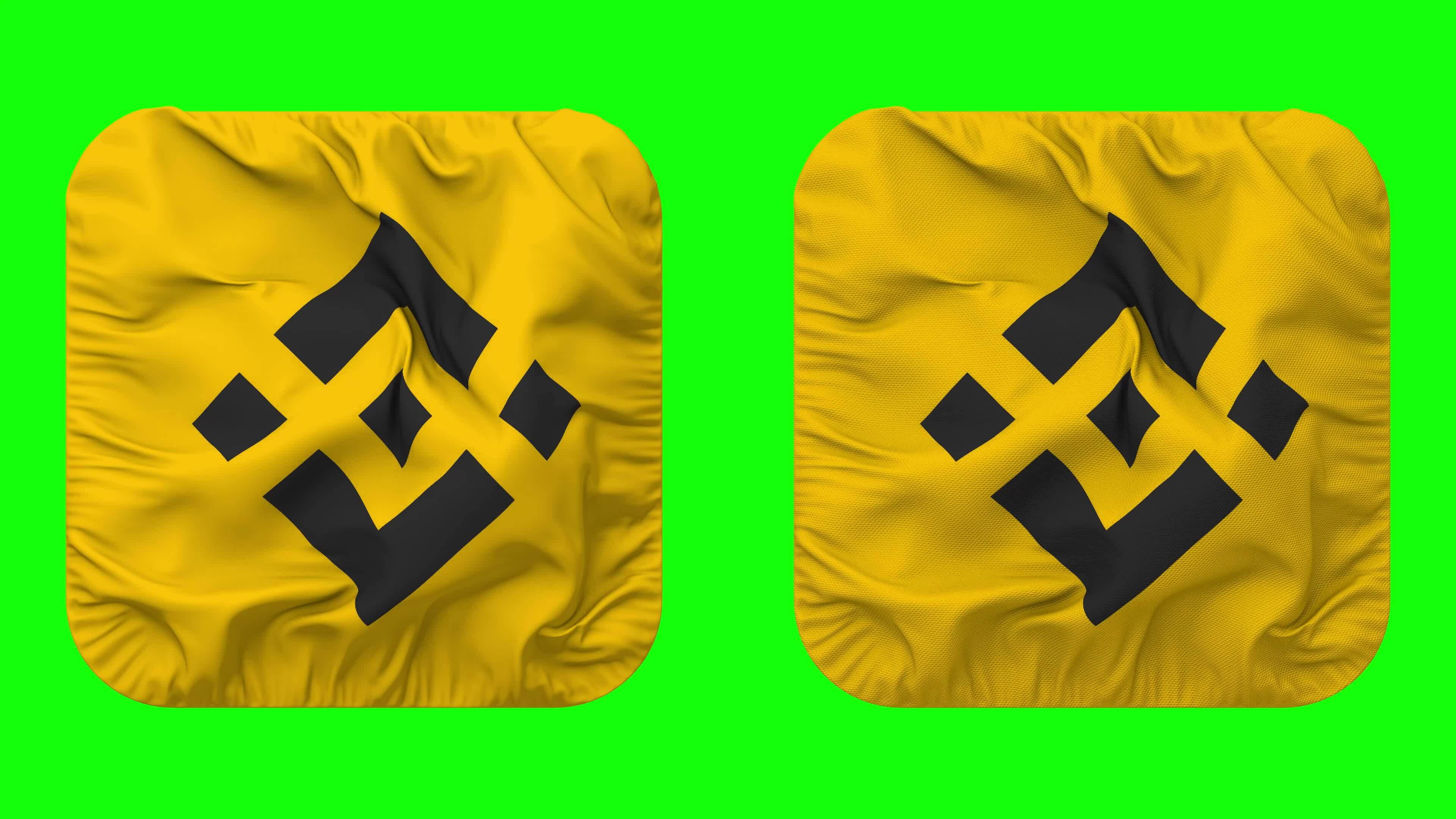 Binance Flag Icon in Squire Shape Isolated with Plain and Bump Texture, 3D Rendering, Green ...