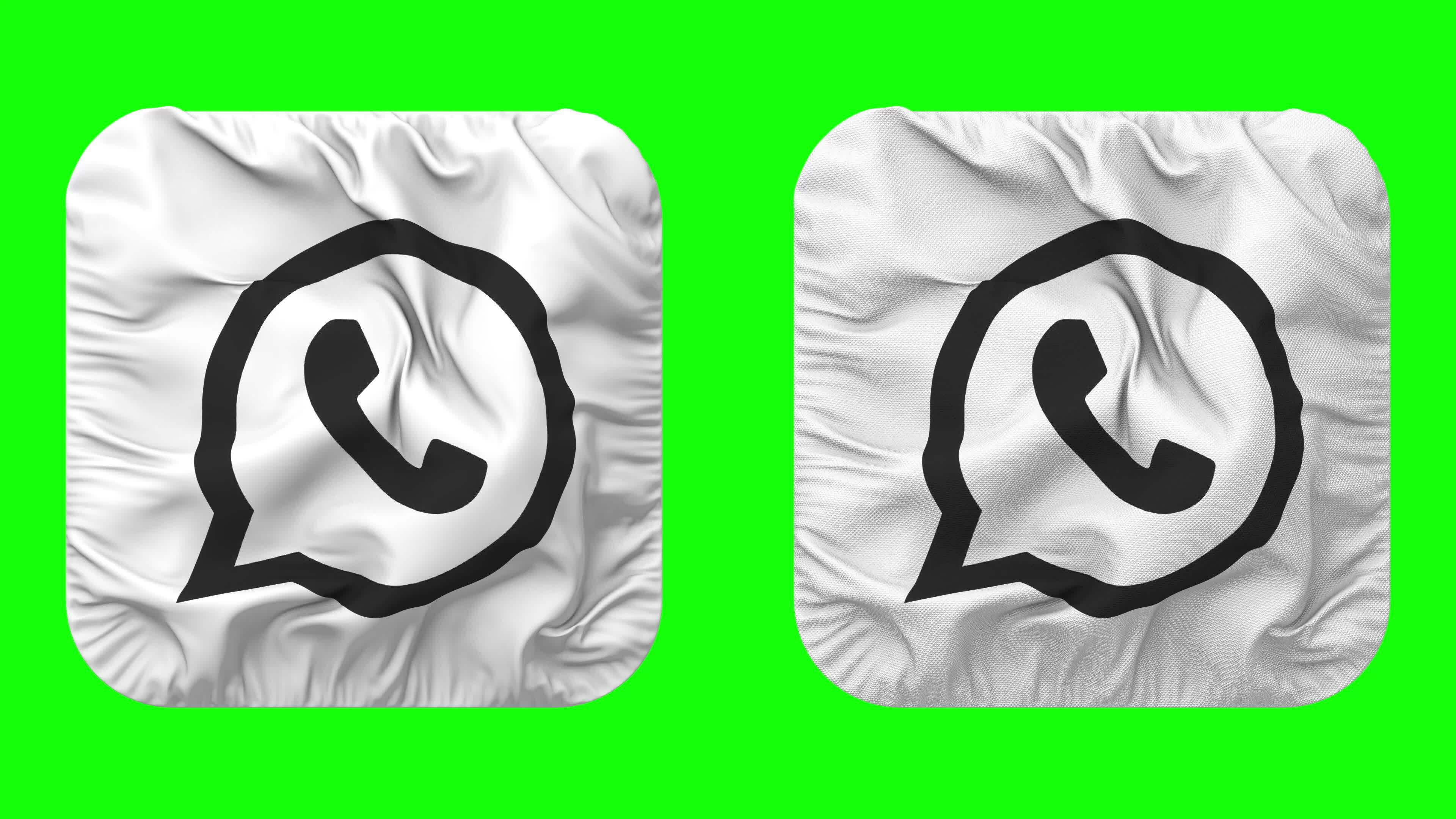 WhatsApp Flag Icon in Squire Shape Isolated with Plain and Bump Texture, 3D Rendering, Green ...