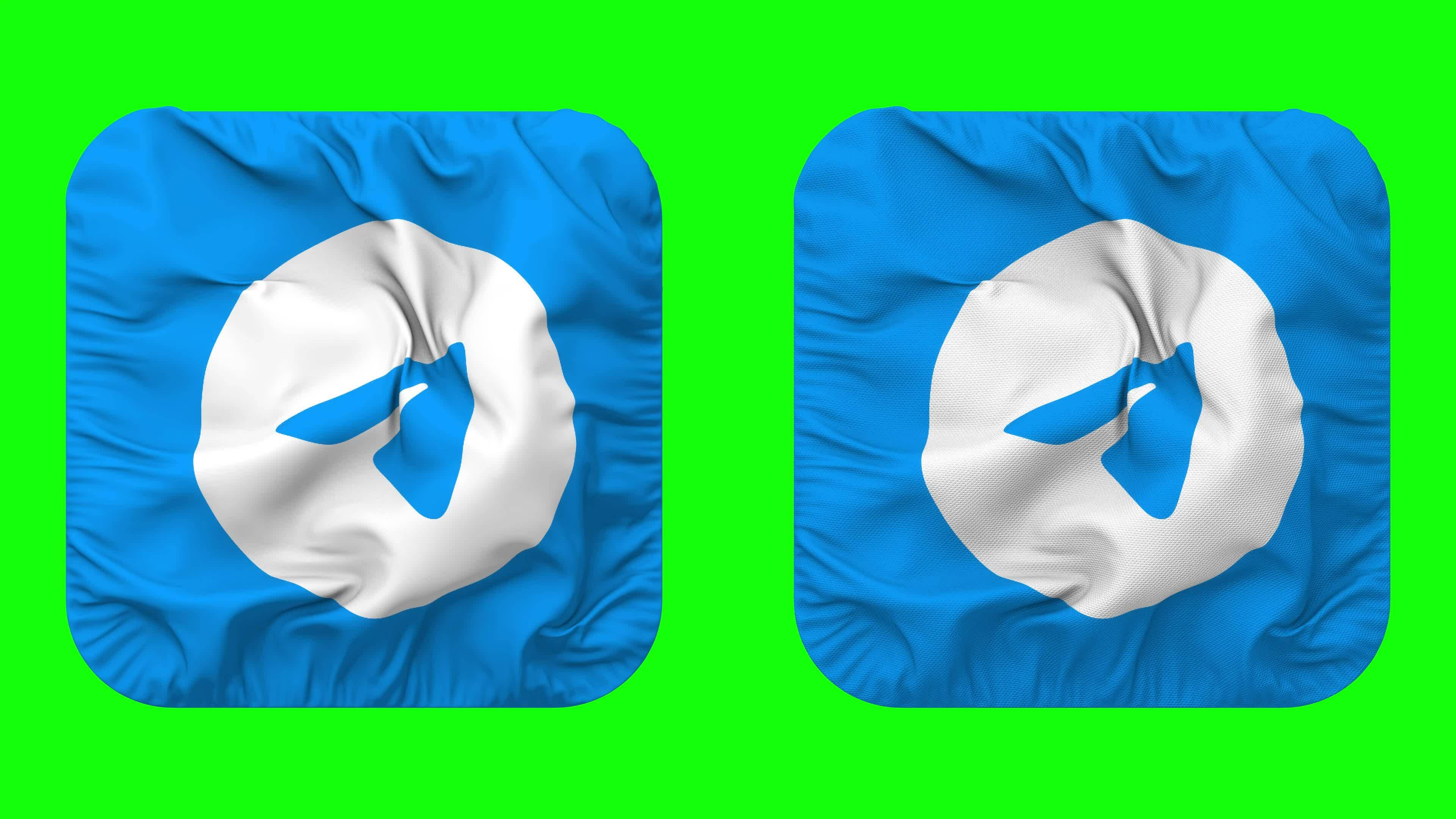 Telegram Flag Icon in Squire Shape Isolated with Plain and Bump Texture, 3D Rendering, Green ...
