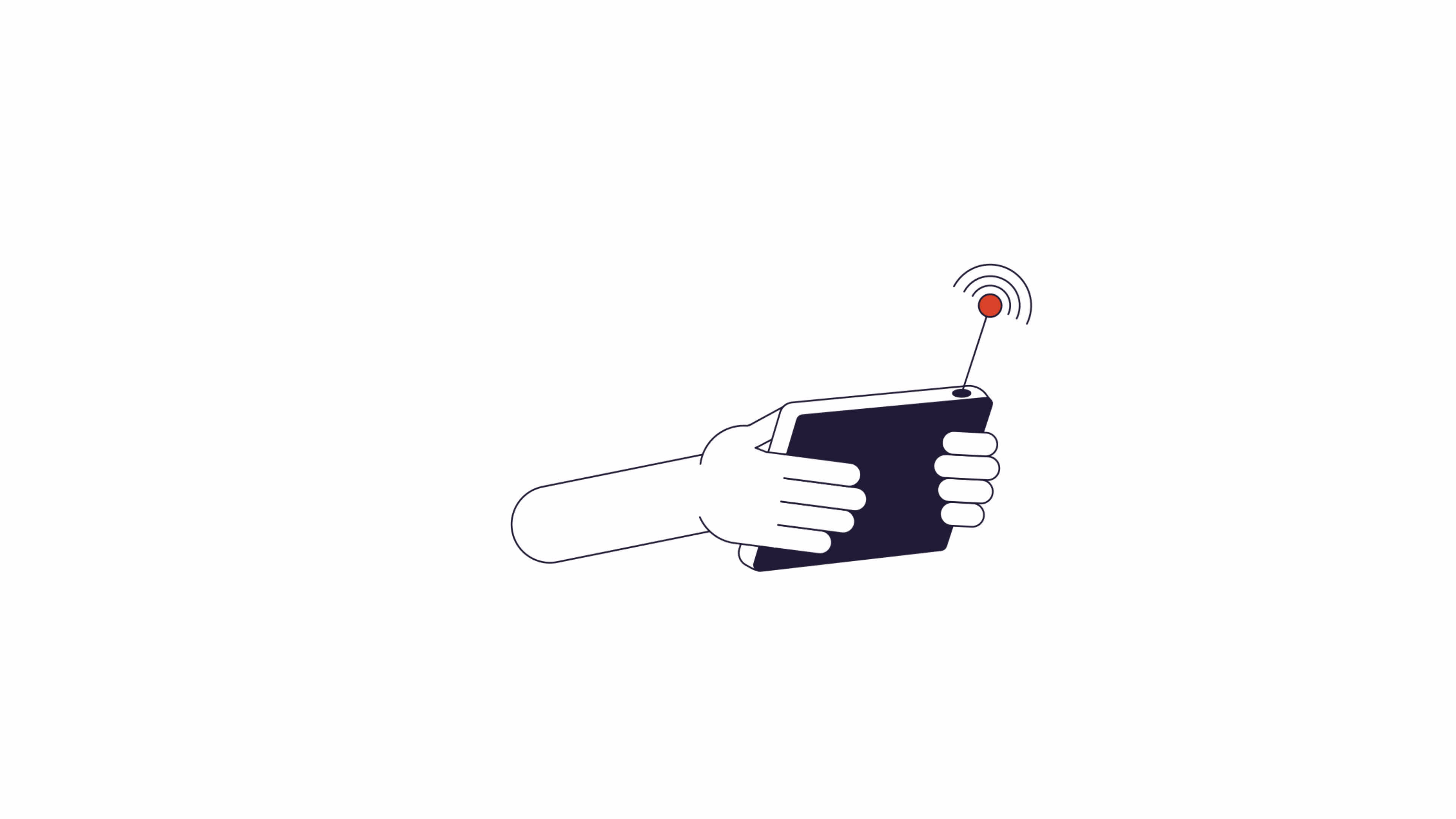 Clicking remote control device line 2D character hands animation ... Clicking remote control device line 2D character hands animation ...