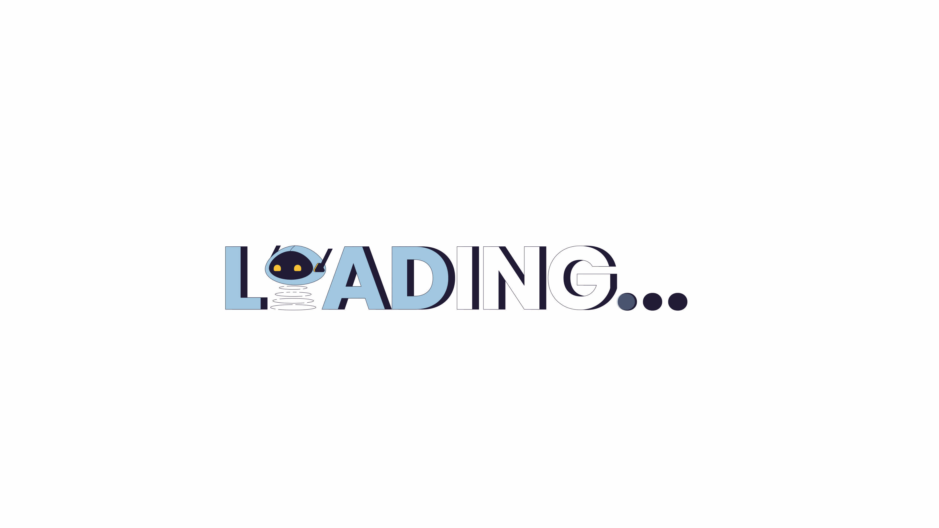 Robot head on coiled spring 2D loading text animation. Animated cartoon 4K video loader motion ...