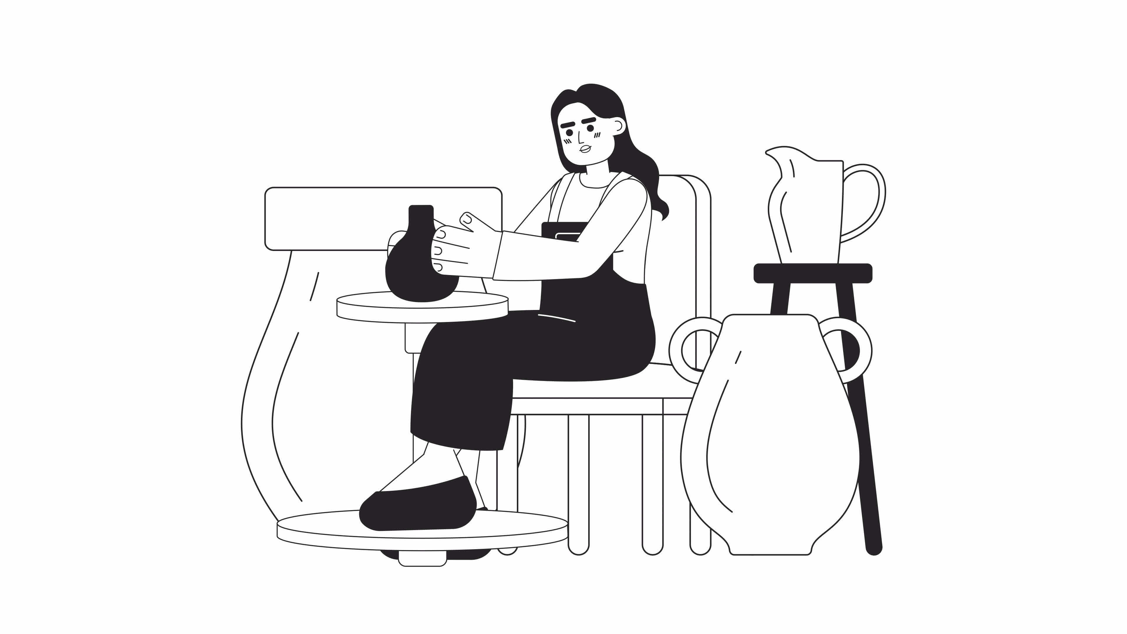 Pottery hobby bw cartoon animation. Artisan handicraft 4K video motion ...