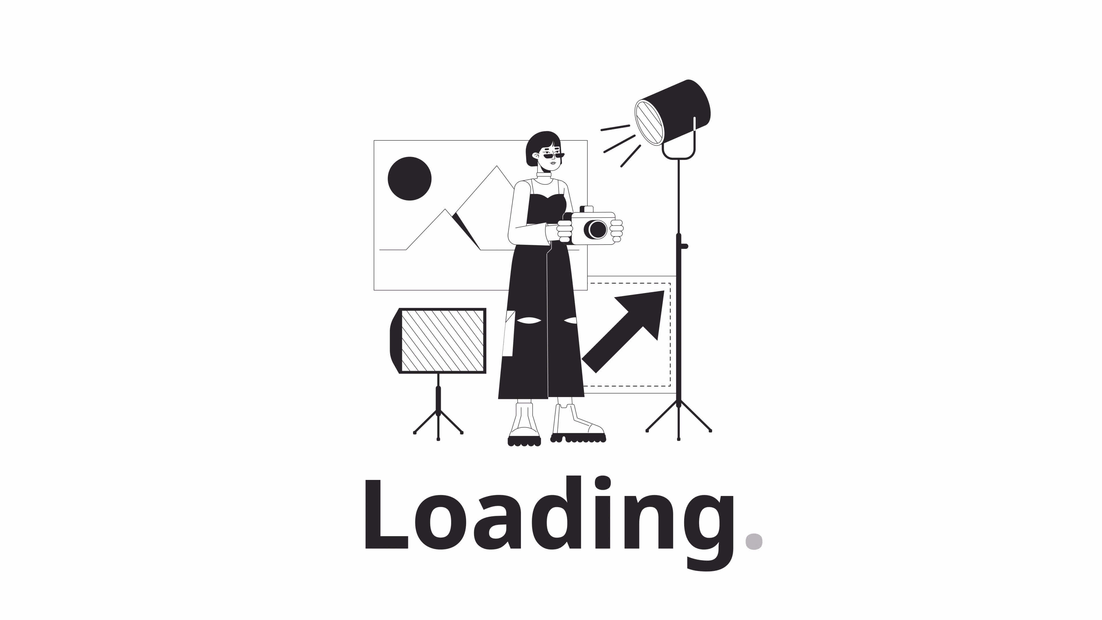 Photographer Freelance Bw Loading Animation Asian Freelancer Outline 2d Cartoon Character 4k