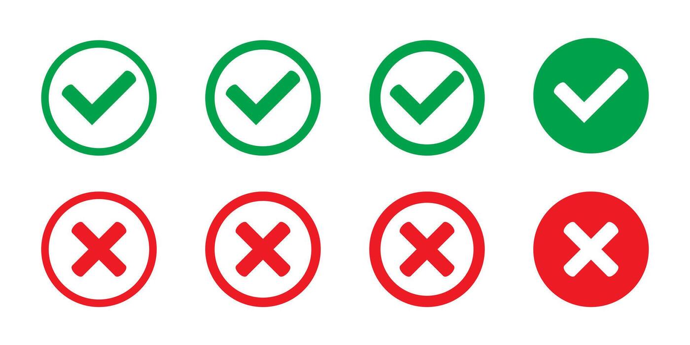 Green Tick Red Cross Vector Art Icons And Graphics For Free Download