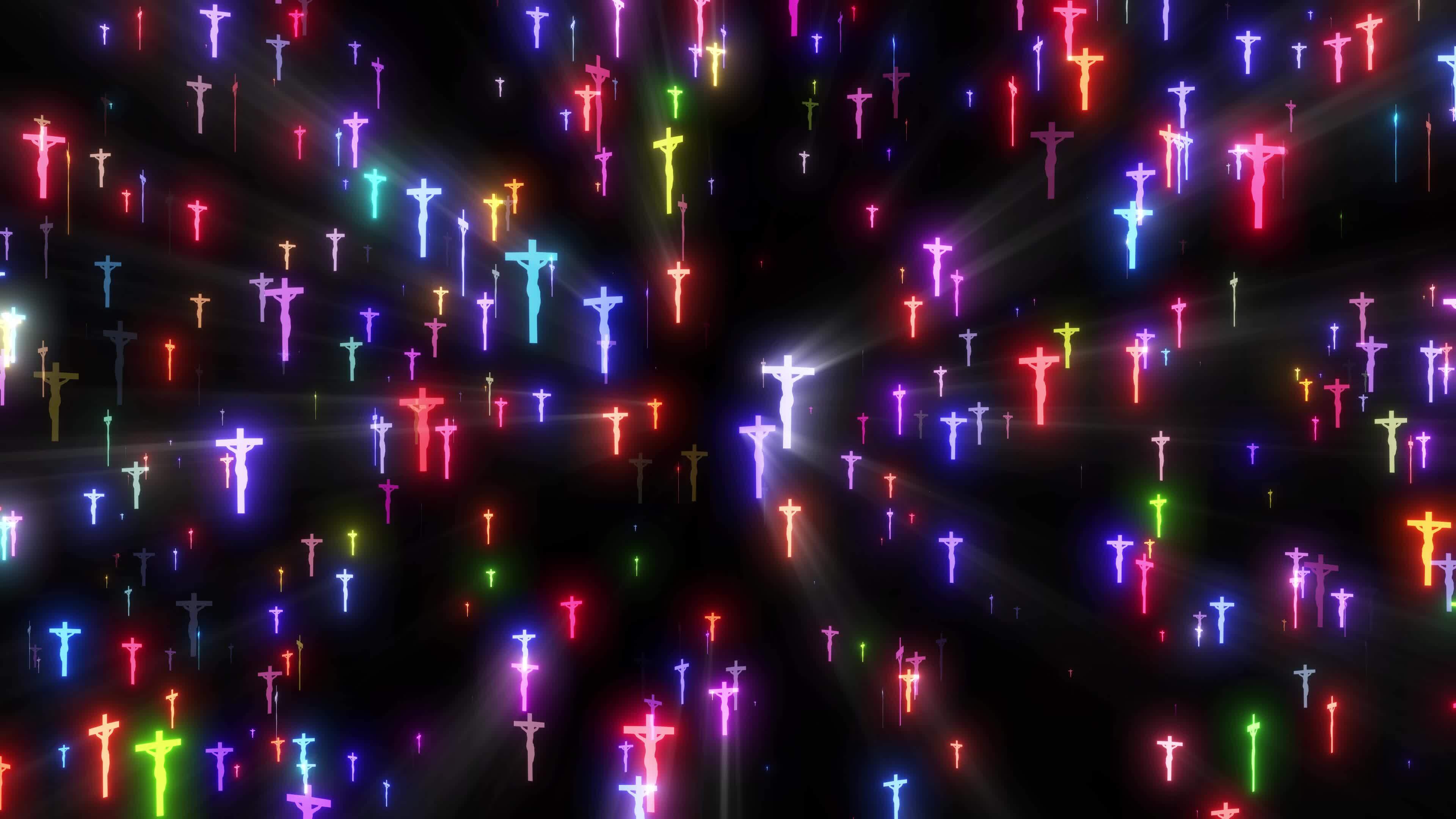 Christian Cross Falling Animation Background The Cross Is Made By Particle Falling On The Dark