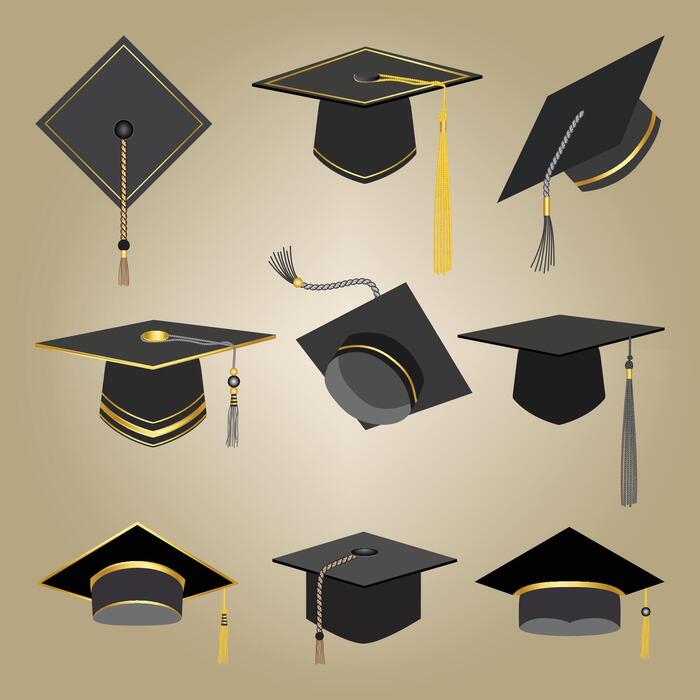 Graduation Hat Gold Vector Art, Icons, and Graphics for Free Download