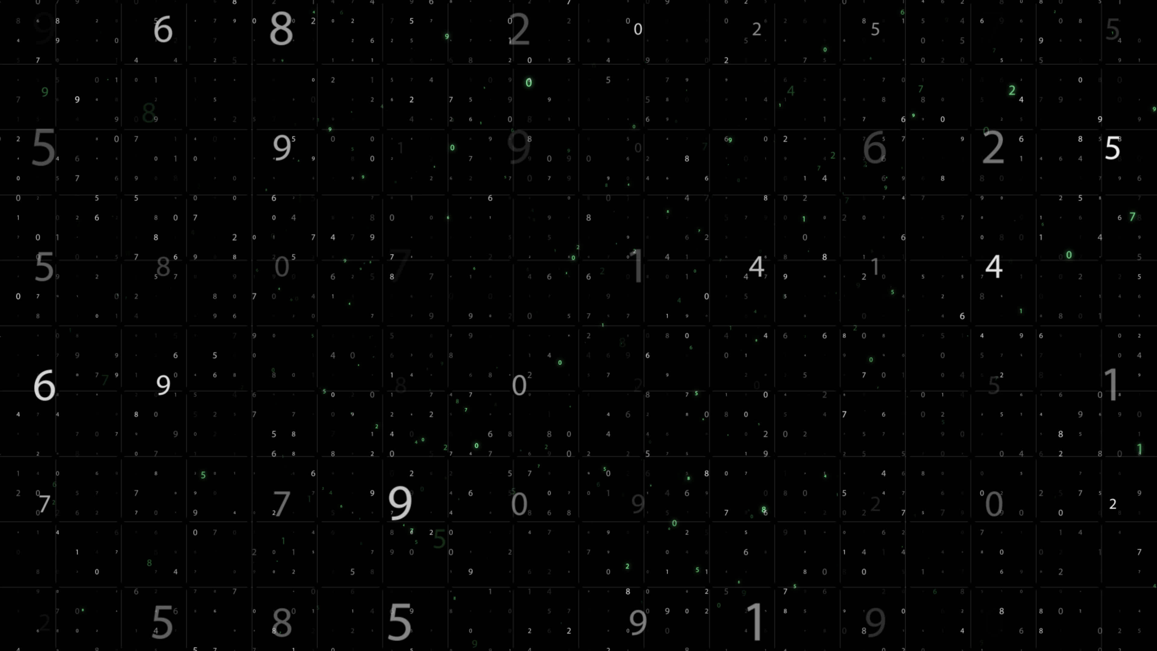 grid of numbers calculate big data digits animation technology ...