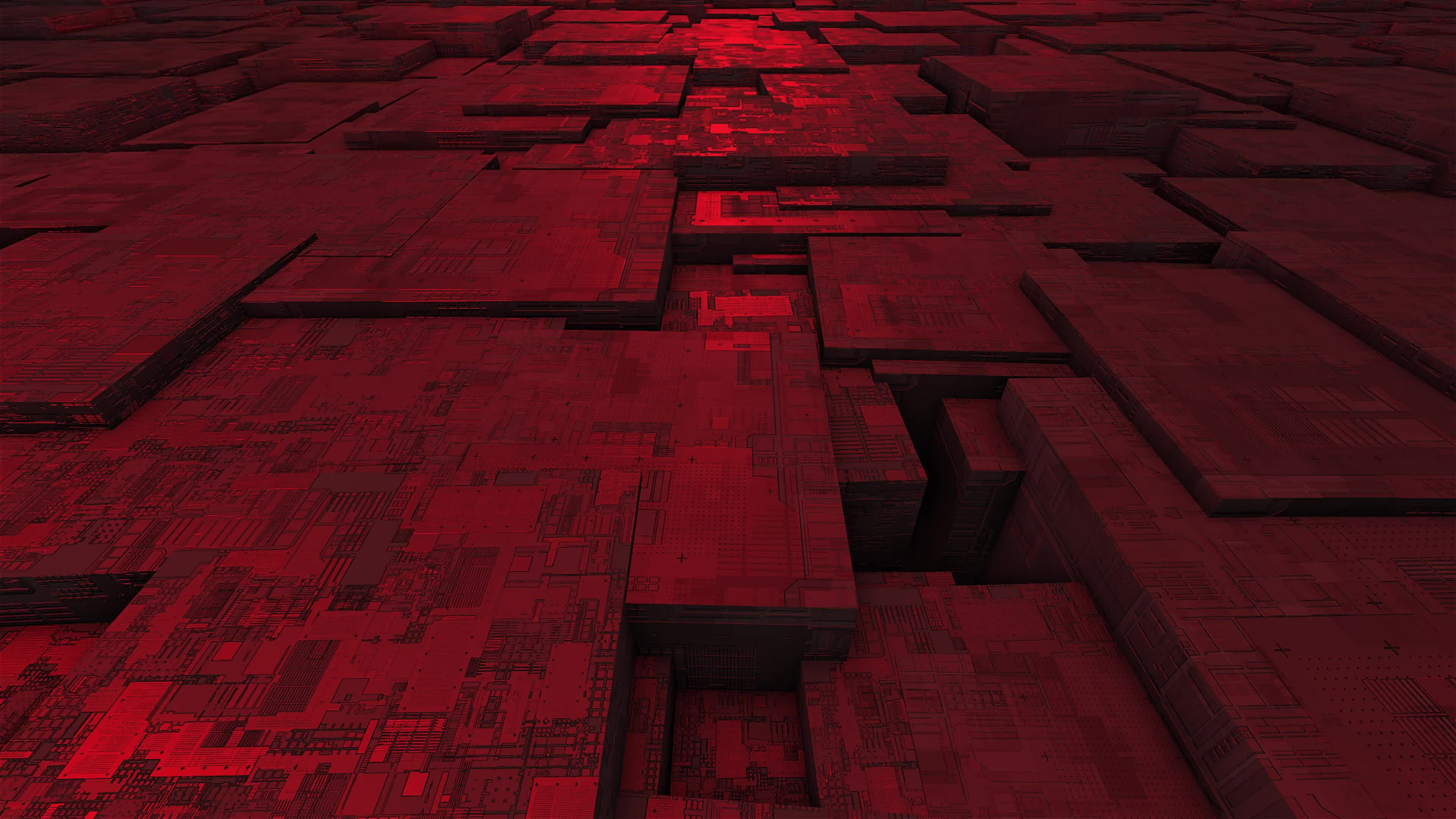 Red computer chipset pattern 3d futuristic technology background ...