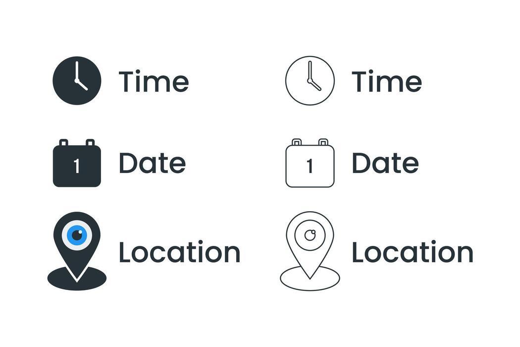 Date Time Location Icon Vector Art, Icons, and Graphics for Free Download