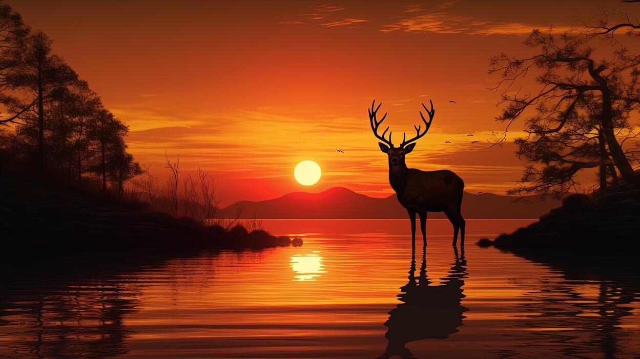 Deer Sunset Stock Photos, Images and Backgrounds for Free Download