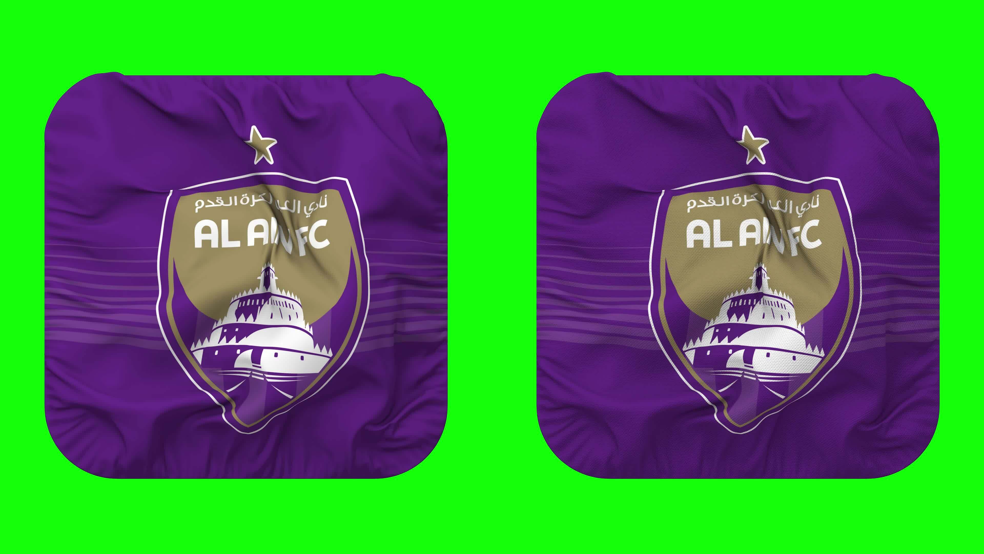 Al Ain Football Club Flag in Squire Shape Isolated with Plain and Bump Texture, 3D Rendering ...