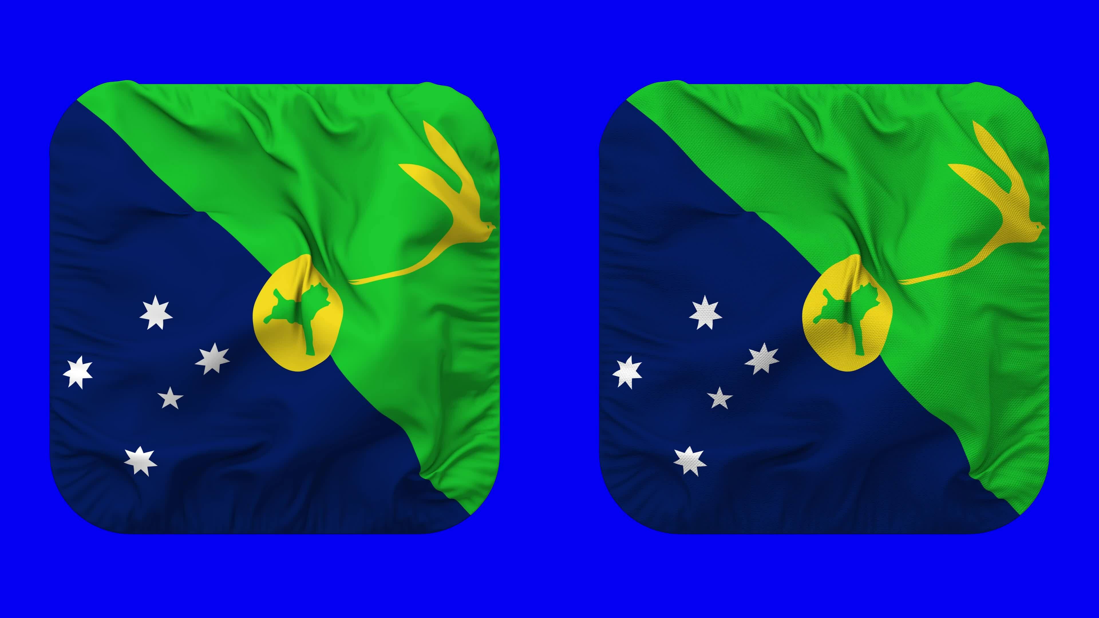 Territory Of Christmas Island Flag In Squire Shape Isolated With Plain