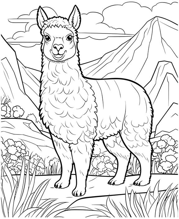 Llama Coloring Page Vector Art, Icons, and Graphics for Free Download