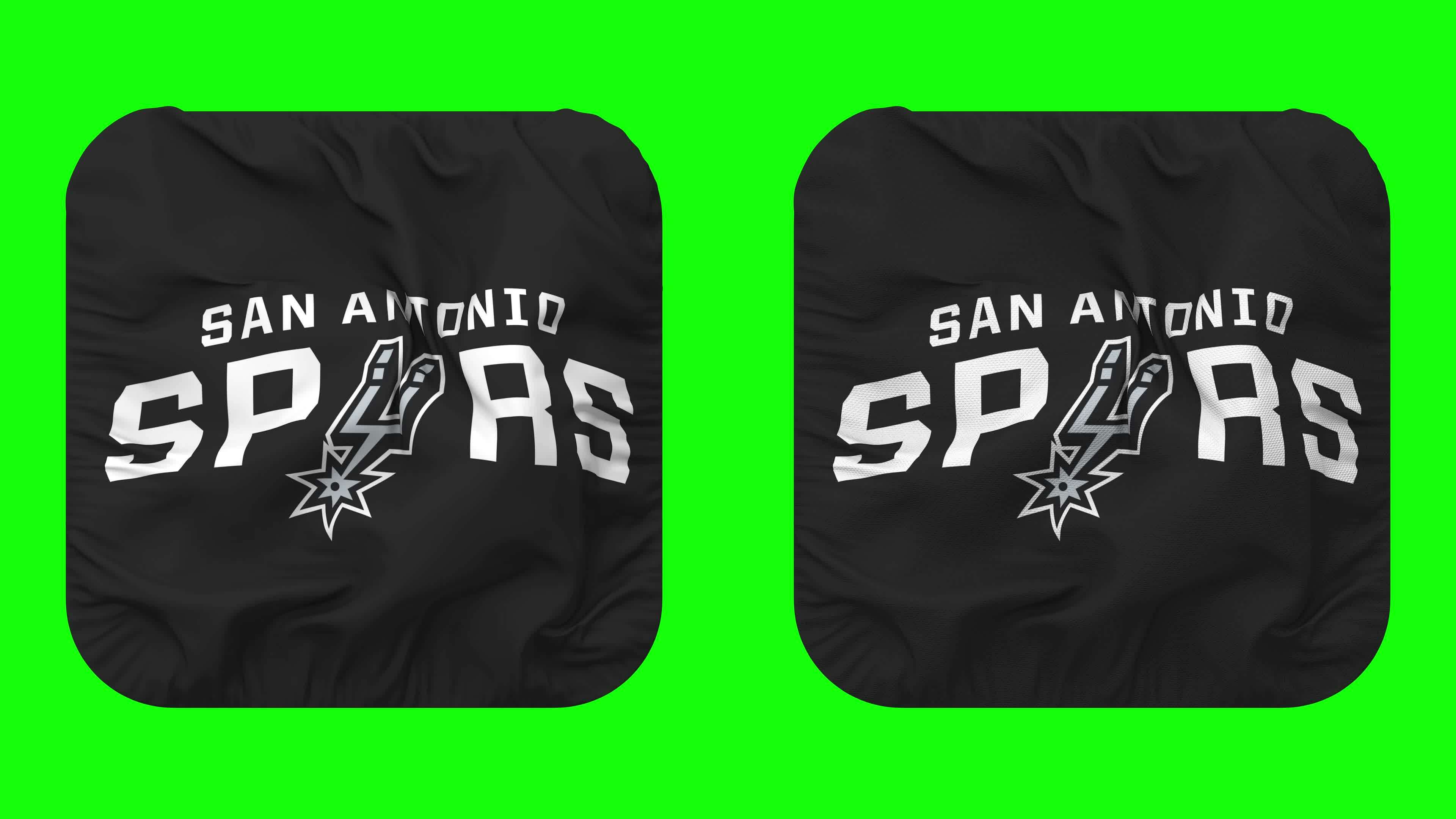 San Antonio Spurs Flag In Squire Shape Isolated With Plain And Bump Texture 3d Rendering Green