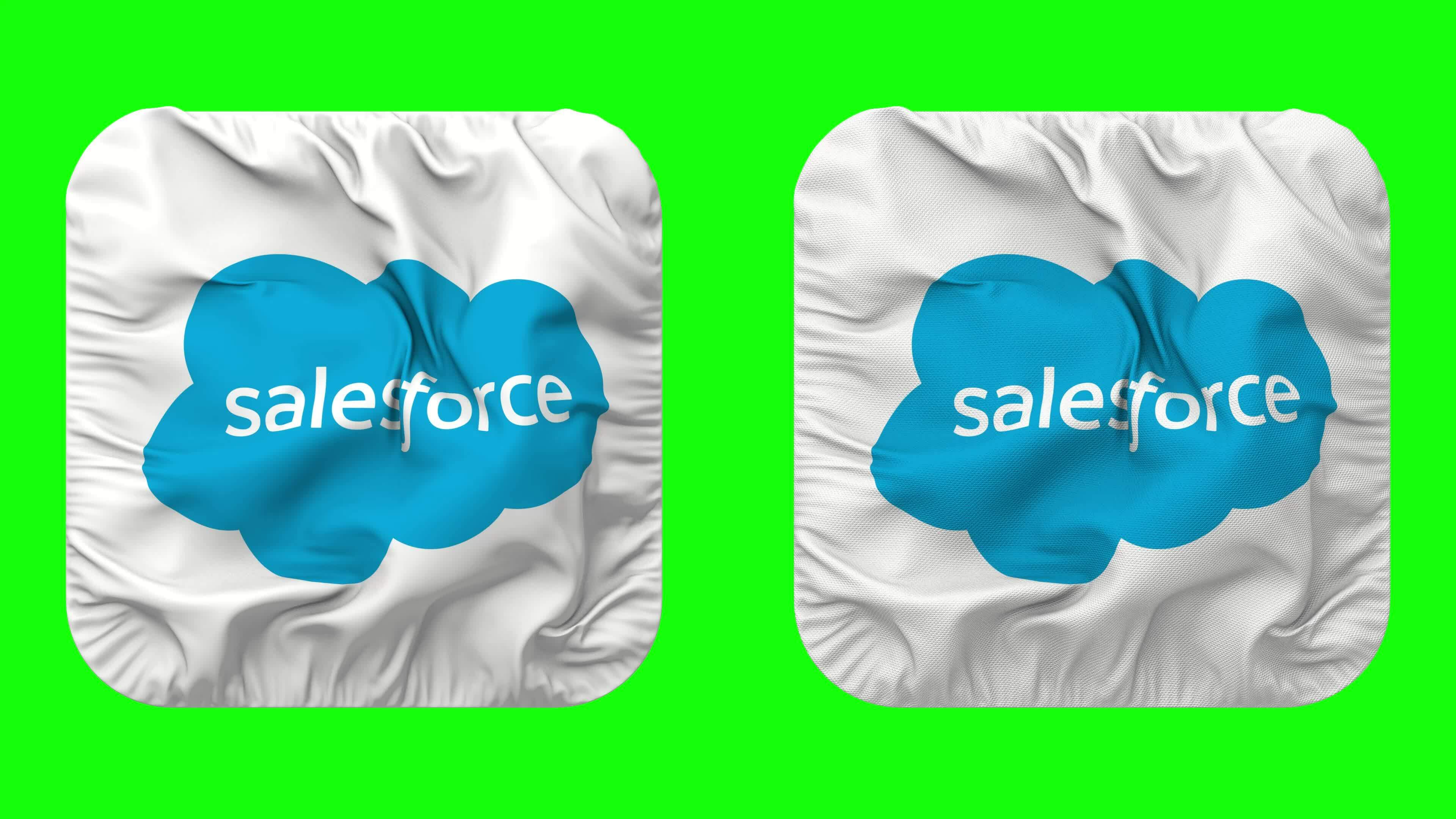 Salesforce Inc Flag In Squire Shape Isolated With Plain And Bump Texture 3d Rendering Green