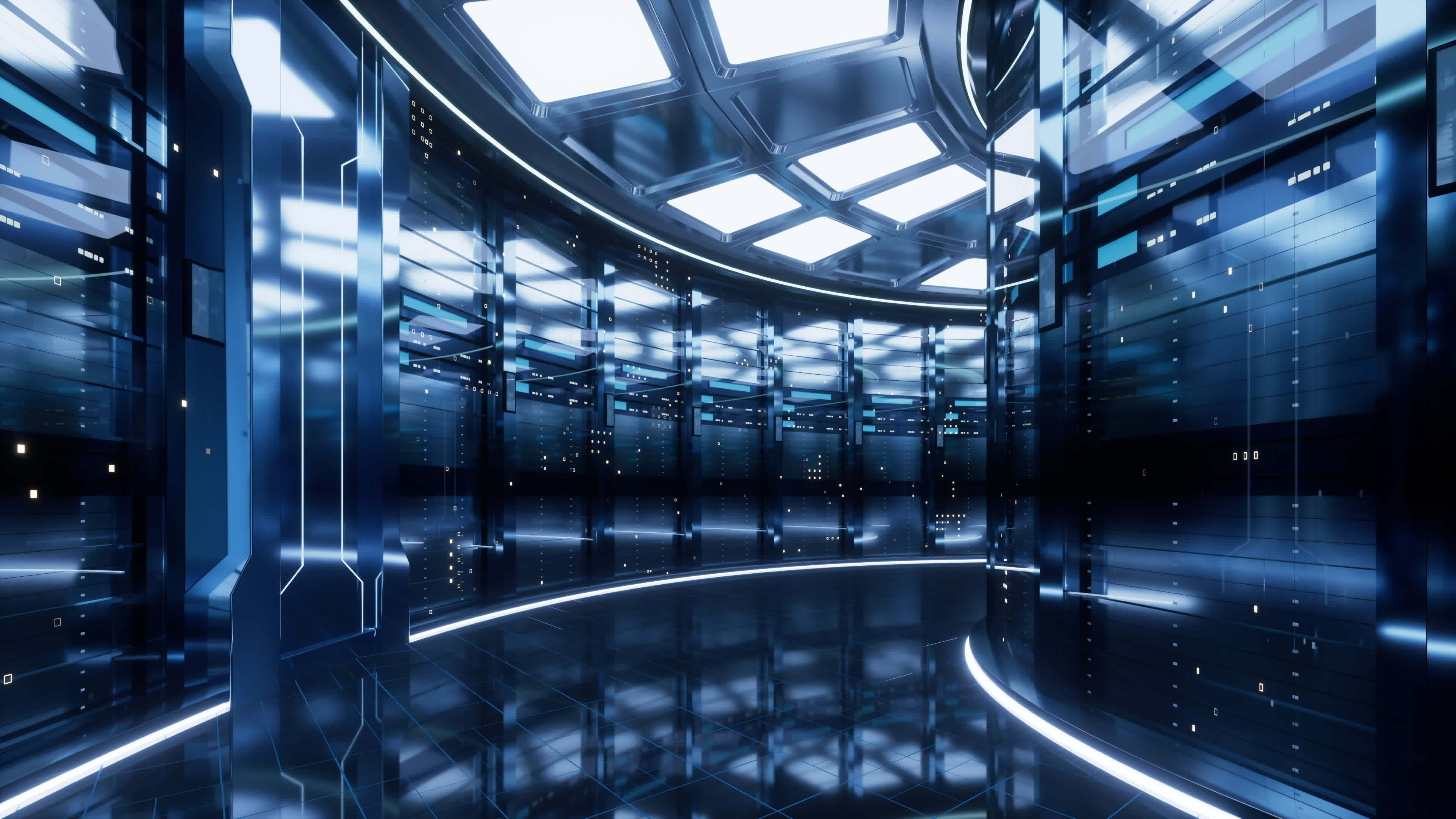 Loop animation of sever racks and data center, 3d rendering. 27939622 ...
