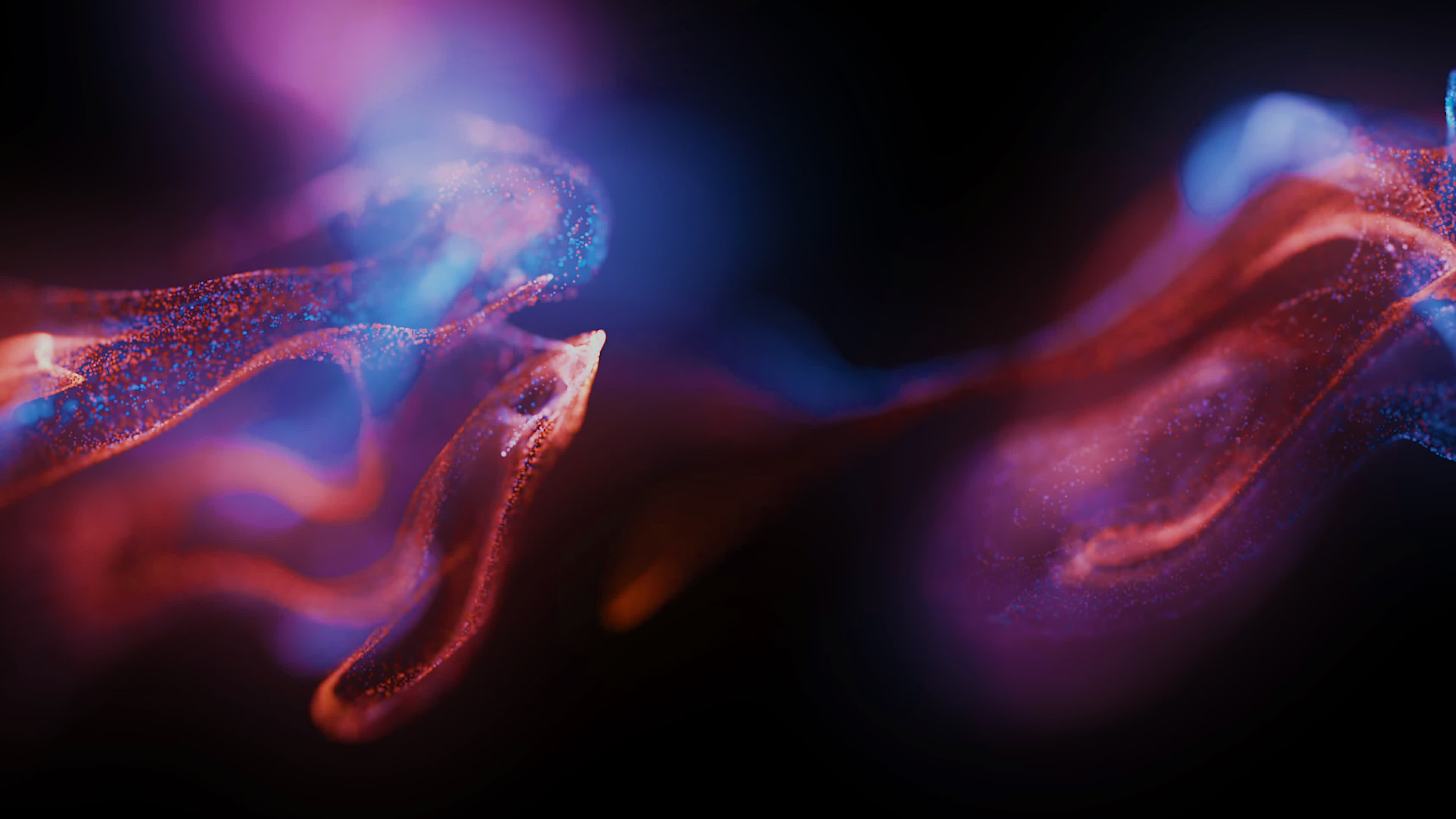 A loop animation background featuring colorful particle explosions, frosty fog effects, and ...