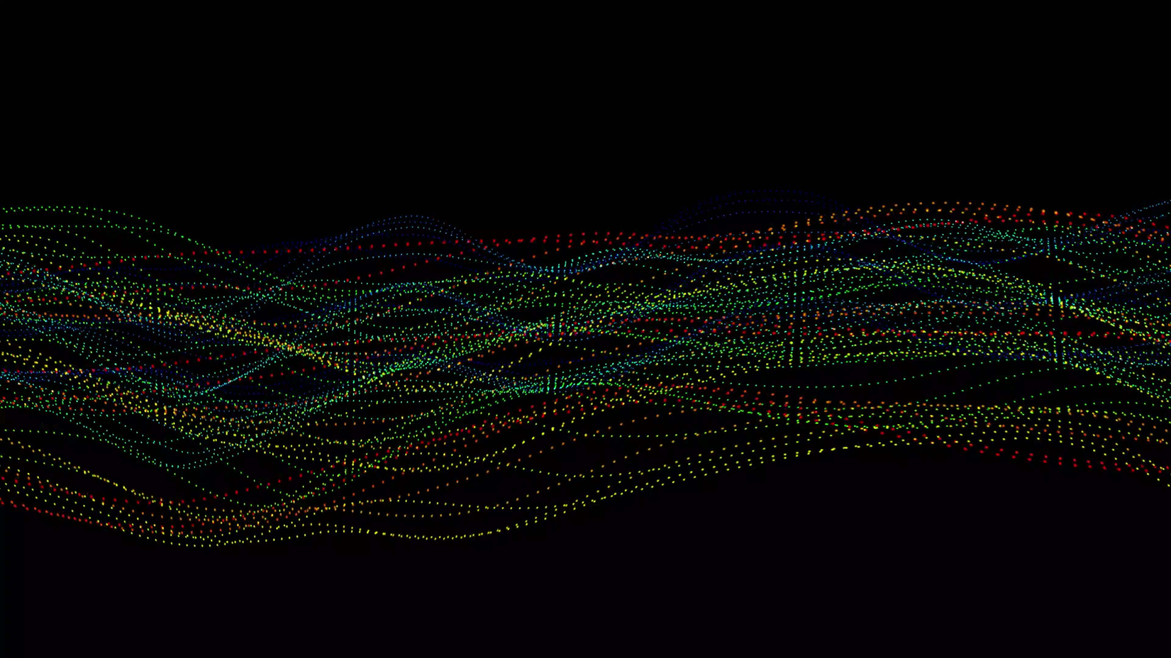 abstract gradient ribbon line wave animated 4K. multicolor particle line wavy background ...