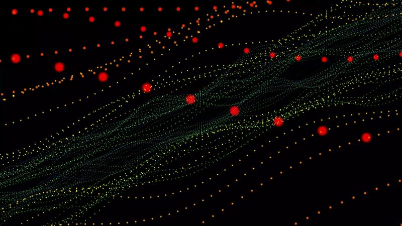 abstract gradient ribbon line wave animated 4K. multicolor particle line wavy background ...