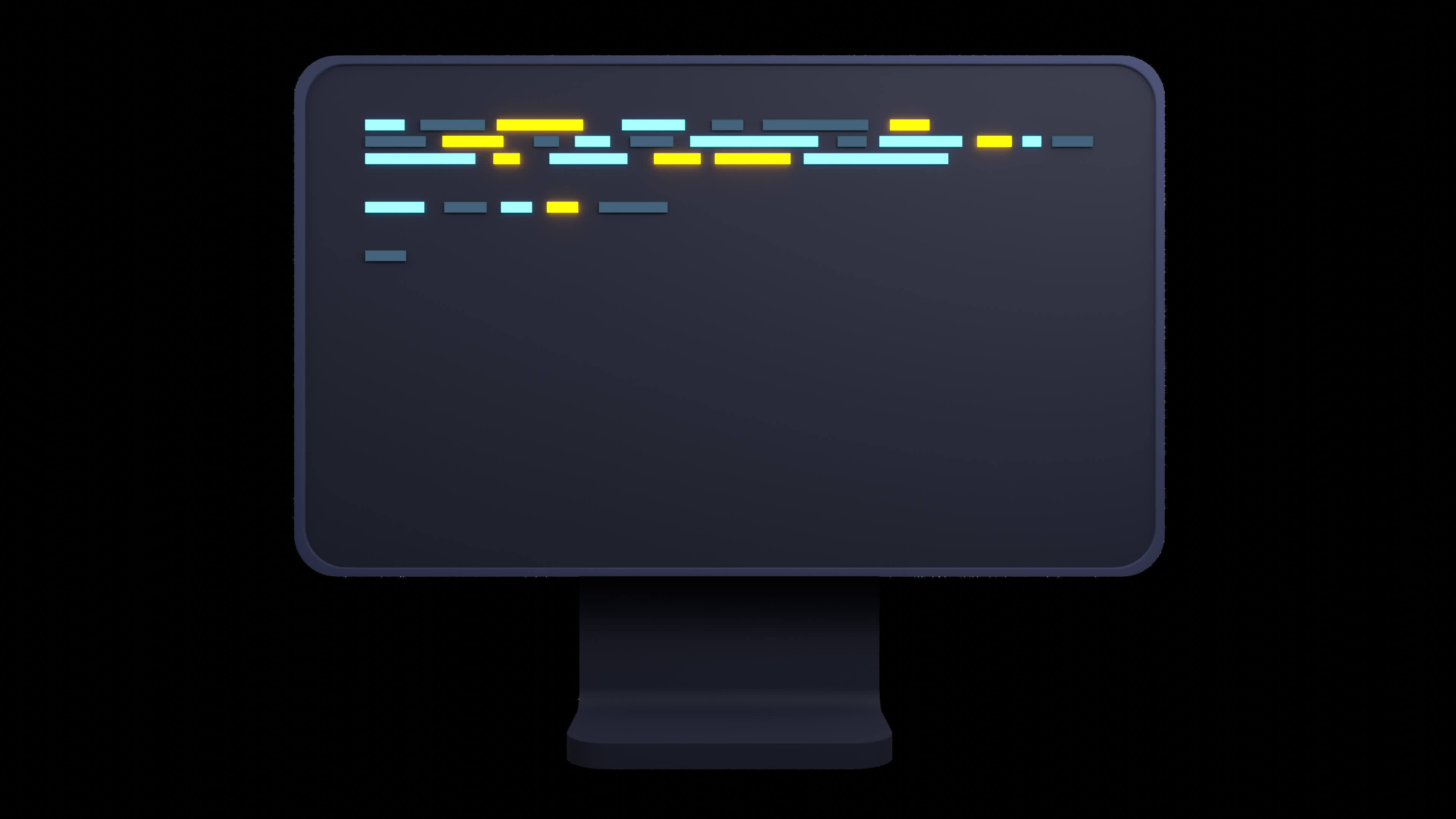 Computer Programming Or Developing Software Animation 3d Rendering Of Flat Monitor Coding 3d