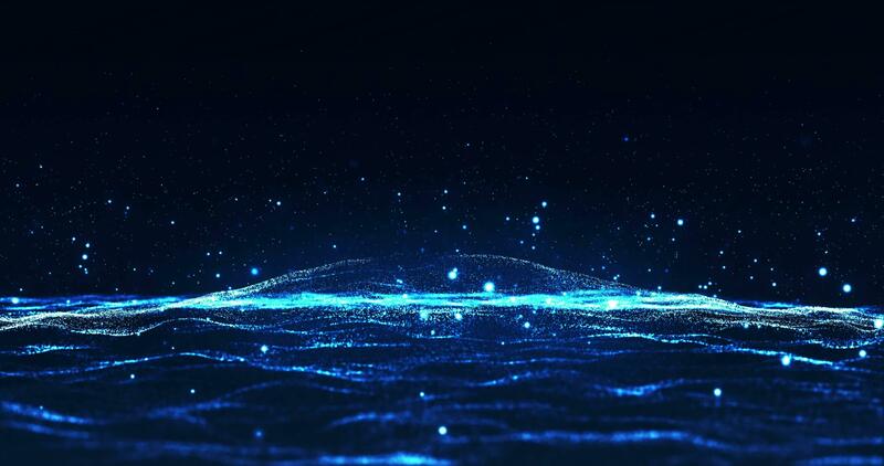 Abstract digital particle waves with flowing small particles motion on ...