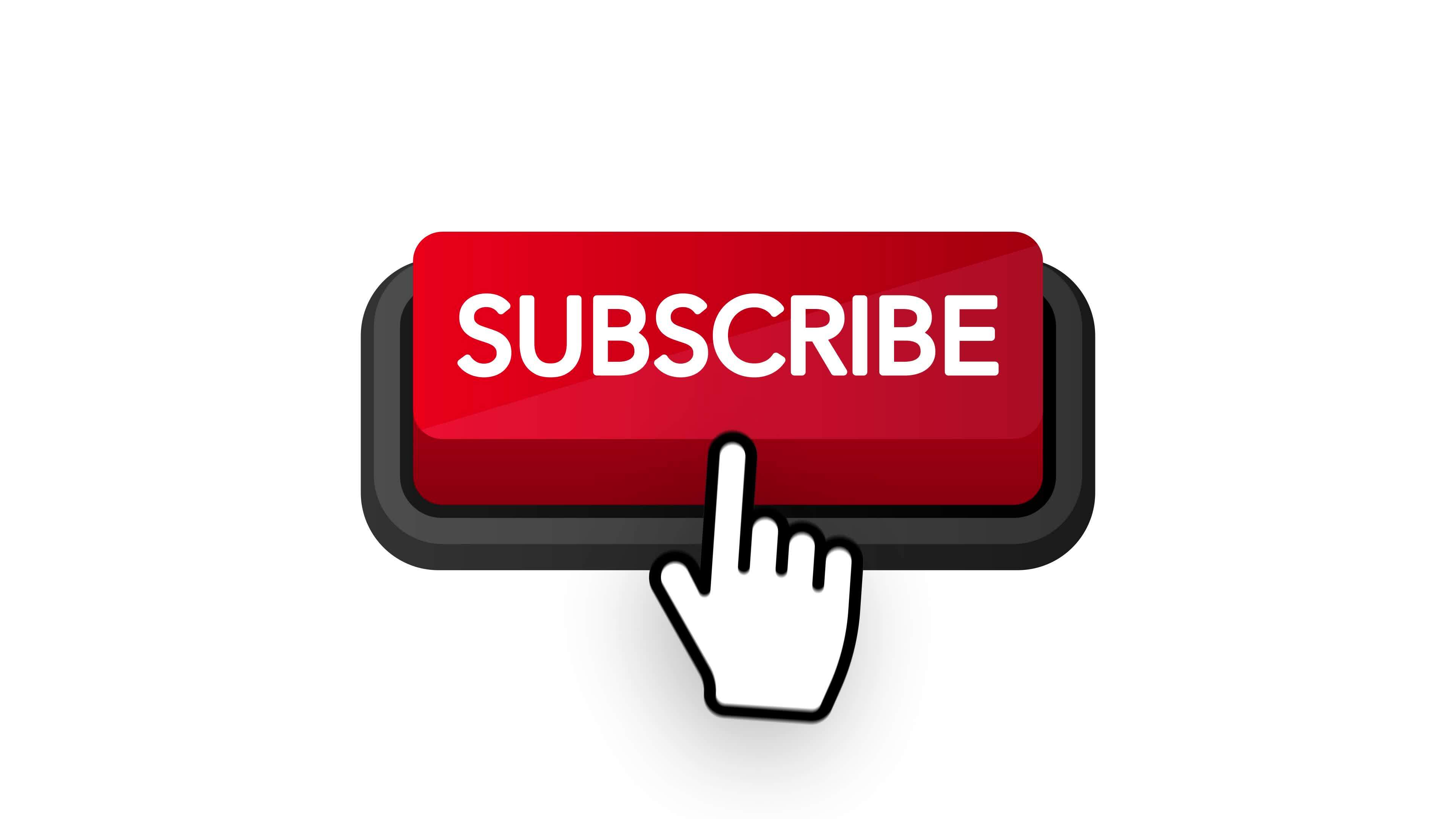 Icon with red subscribe 3D button on white background for web marketing design. Flat deign ...