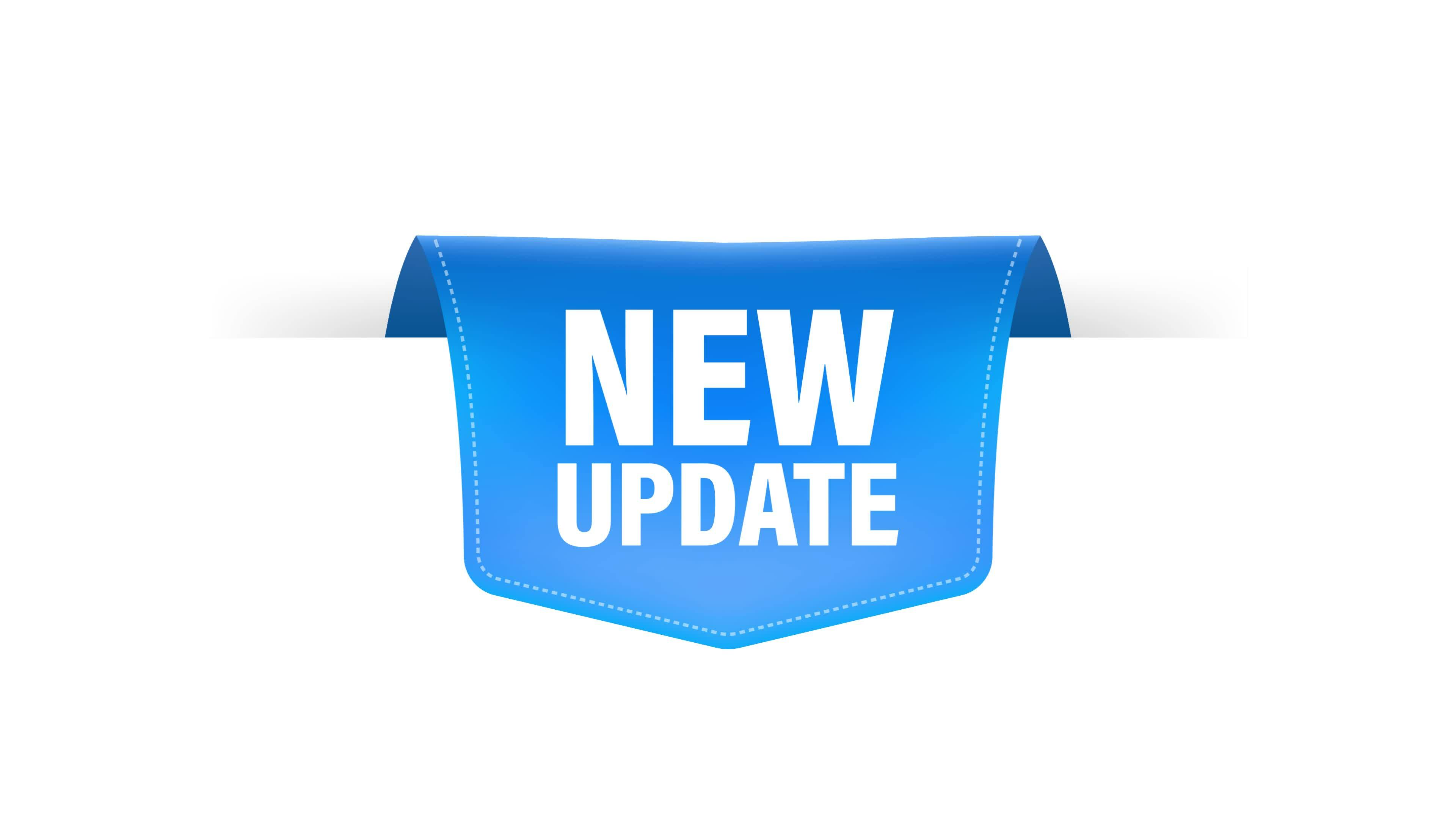 New update red ribbon on white background. Red sticker. Motion graphics ... New update red ribbon on white background. Red sticker. Motion graphics ...