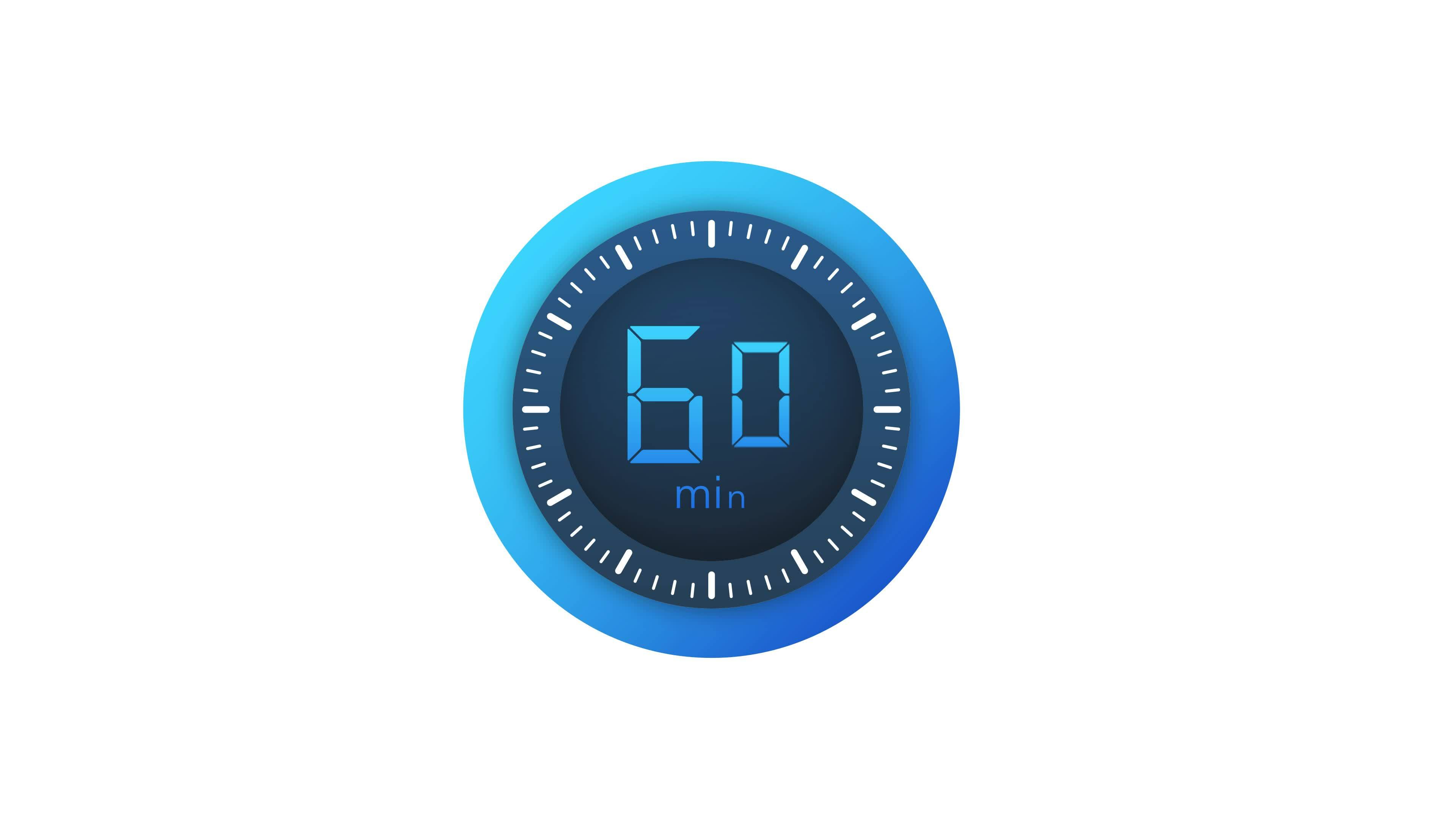 The 60 minutes timer. Stopwatch icon in flat style. Motion graphics ... The 60 minutes timer. Stopwatch icon in flat style. Motion graphics ...