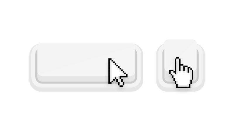 White 3D button on white background. Computers particles keyboards ...