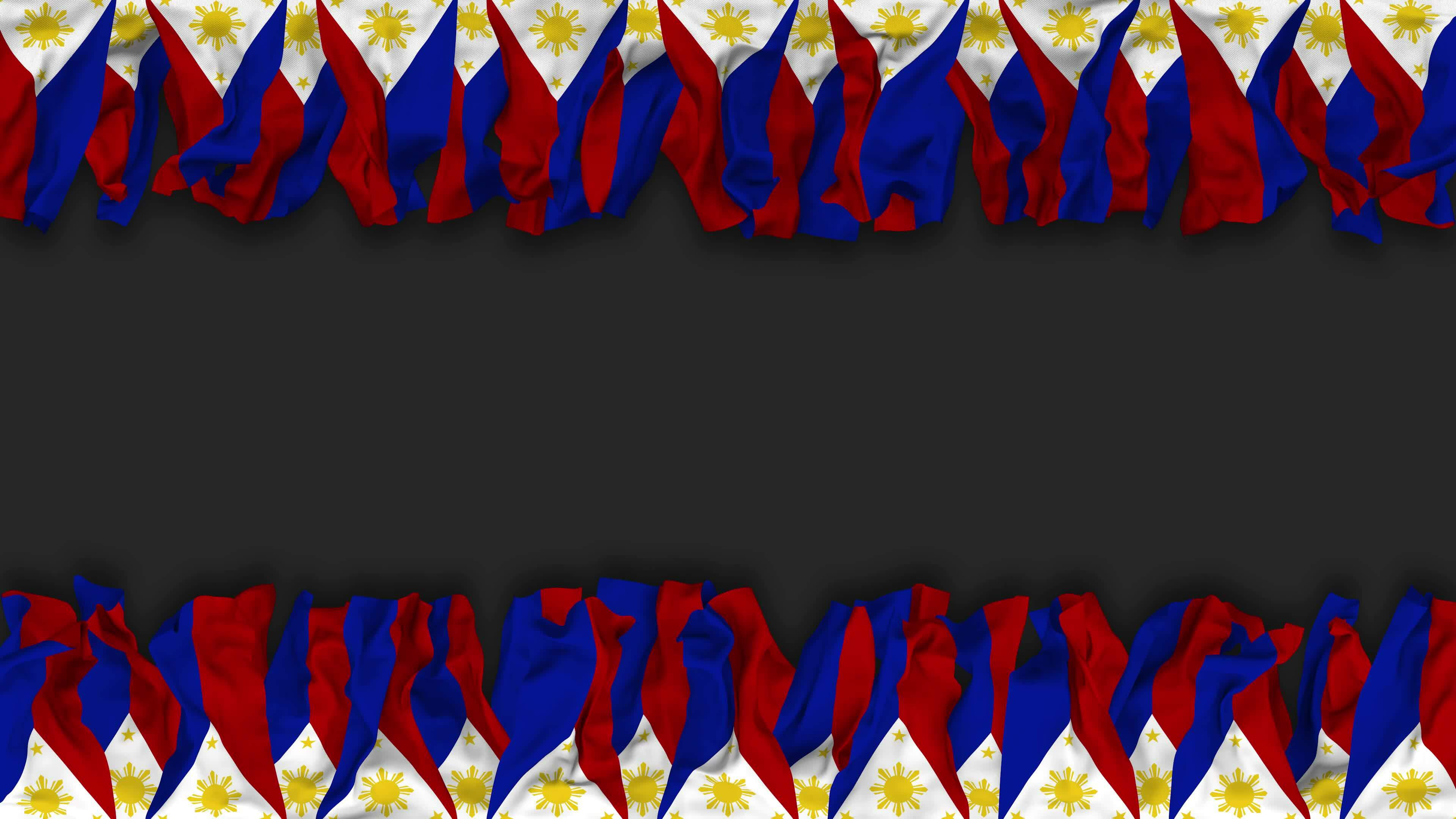 Philippines Flag Hanging Banner Seamless Looping With Bump And Plain
