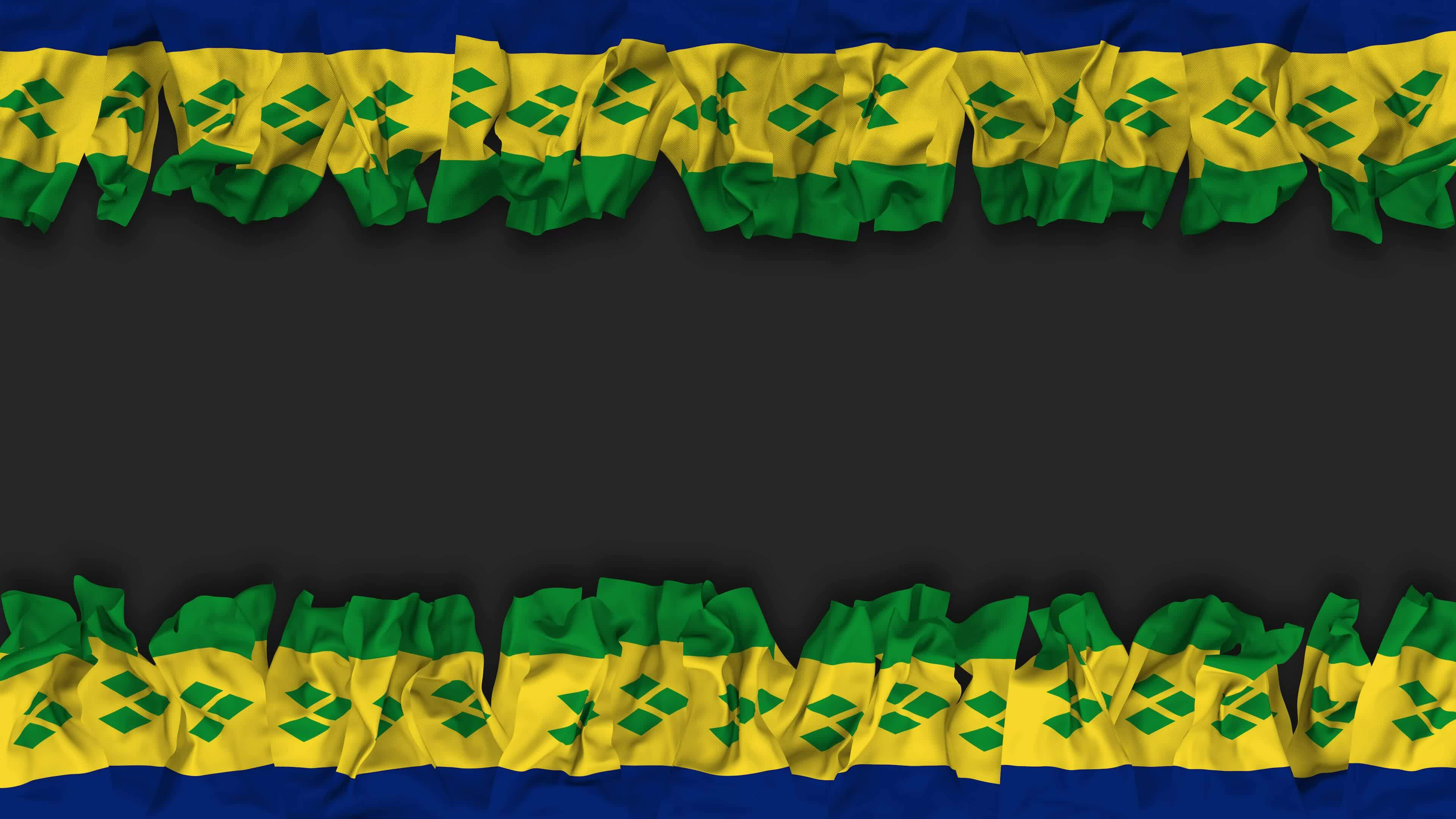 Saint Vincent And The Grenadines Flag Hanging Banner Seamless Looping With Bump And Plain
