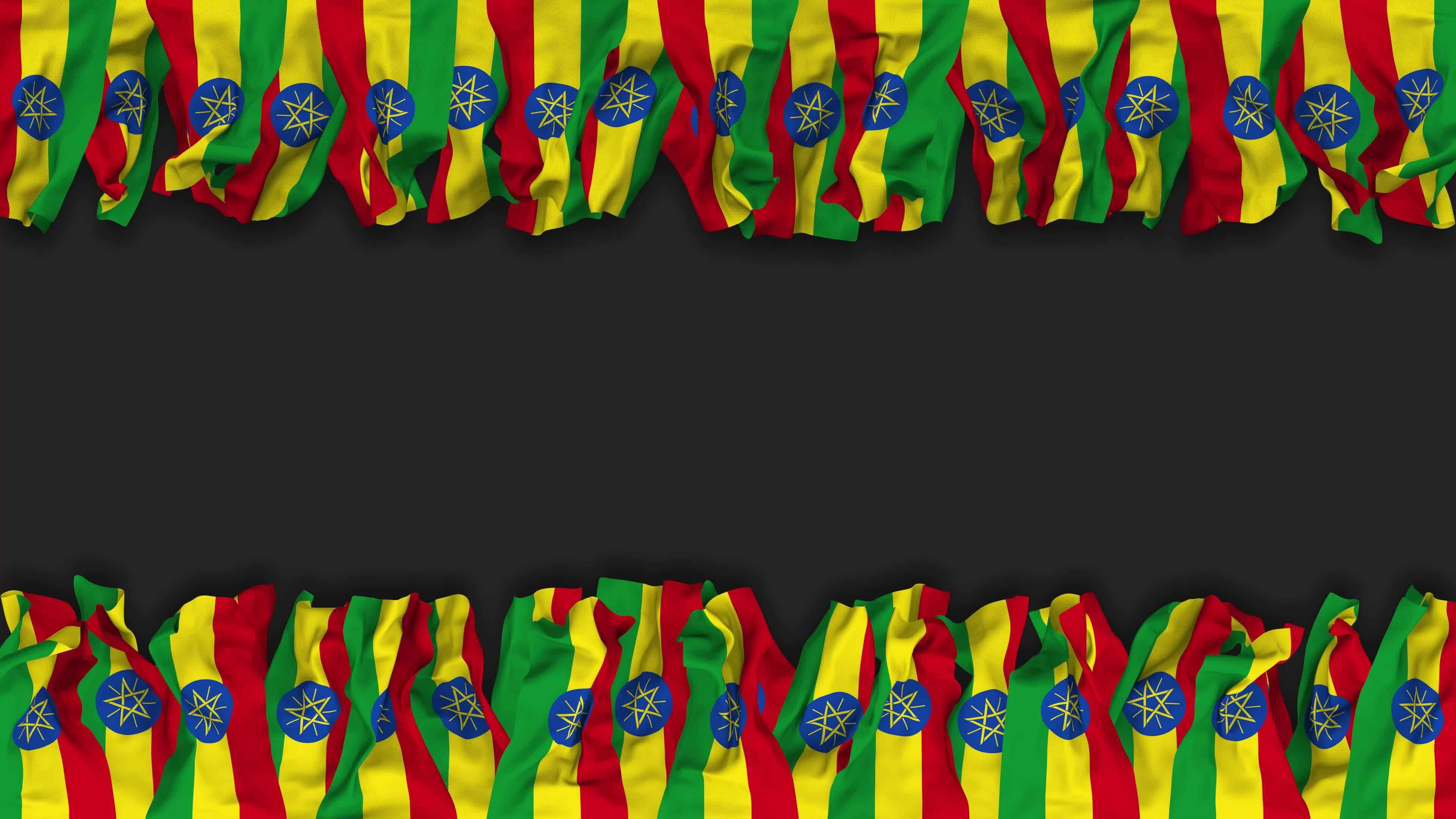 Ethiopia Flag Hanging Banner Seamless Looping With Bump And Plain