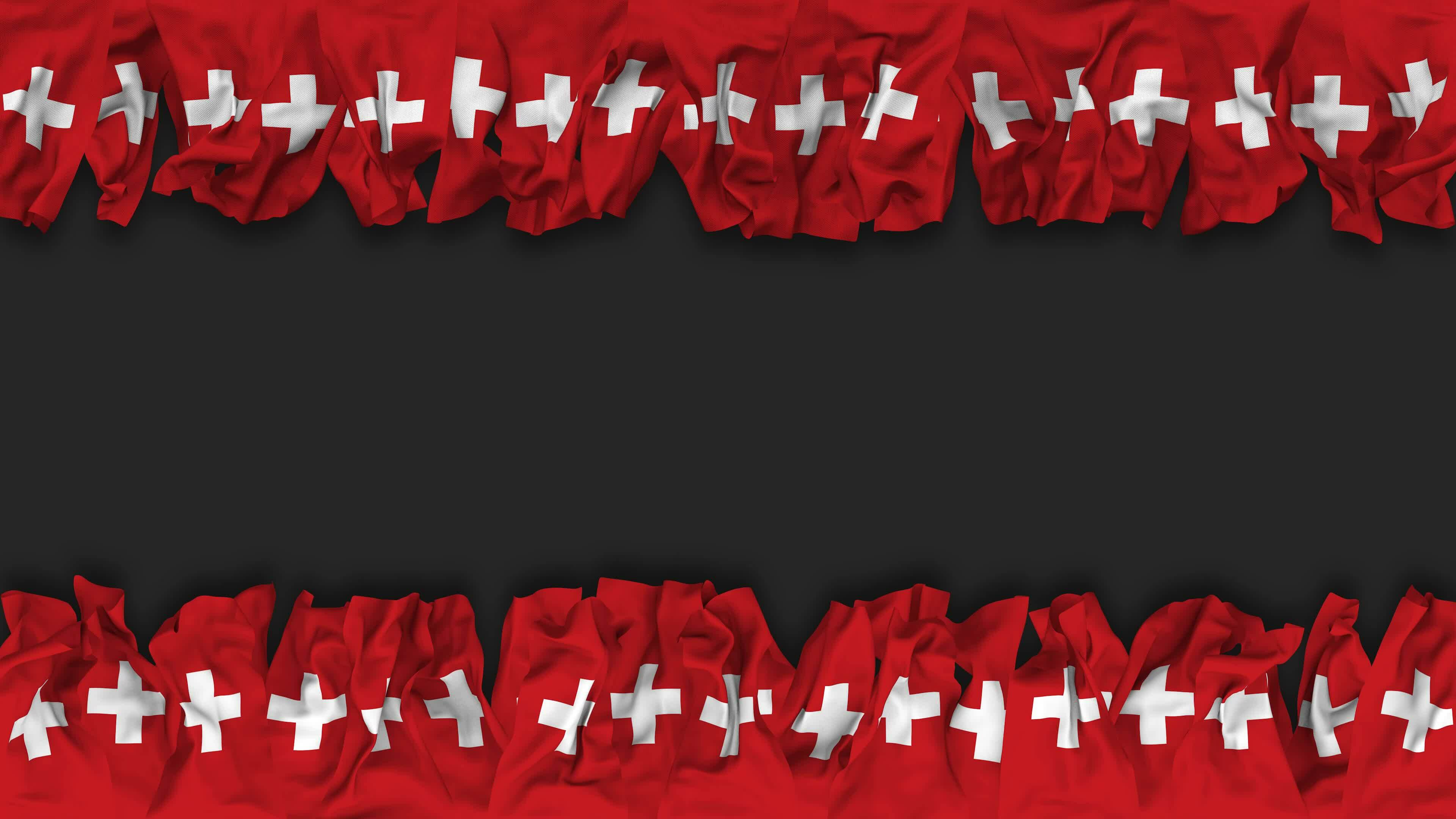 Switzerland Flag Hanging Banner Seamless Looping With Bump And Plain